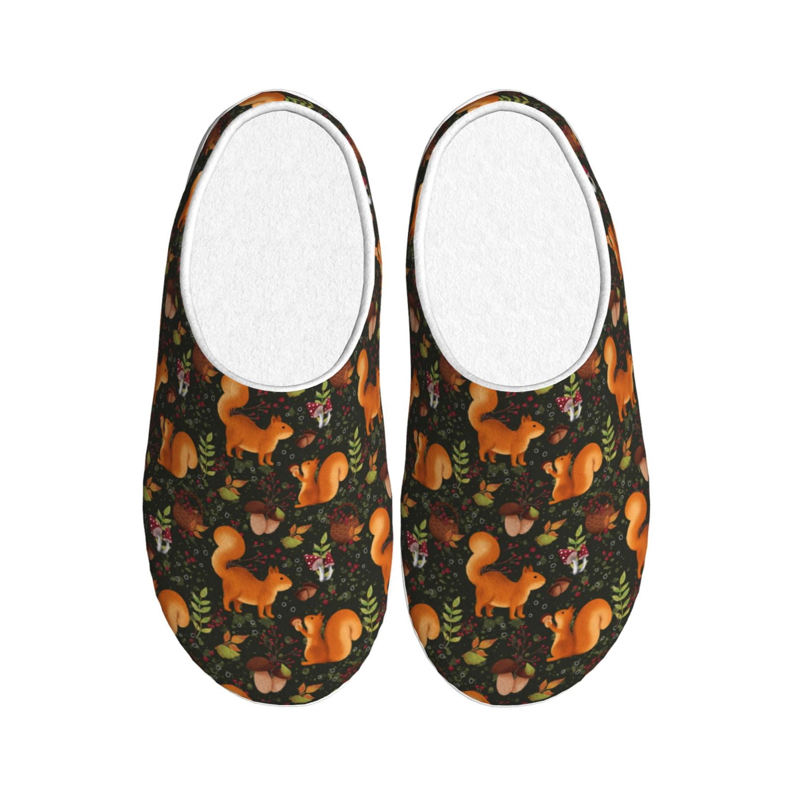 JUNZAN Festive Squirrels Dark Forest Print Cozy Slippers for Men& Women ...