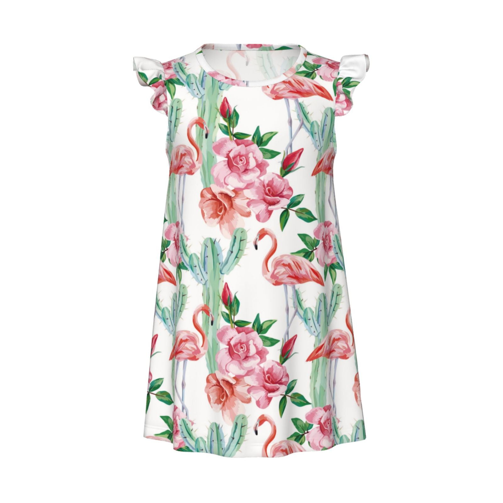 JUNZAN Flamingo Flower Print Girls Nightgown Pajamas - Soft Toddler ...