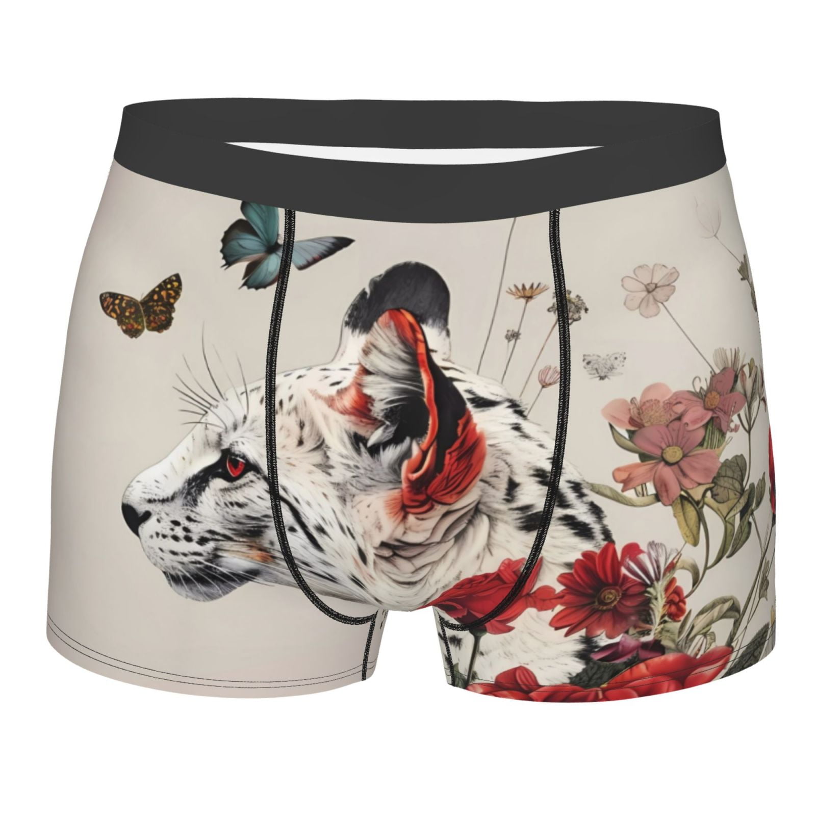 JUNZAN Floral Leopard Butterflies Mens Underwear Boxer Briefs for Men’s ...