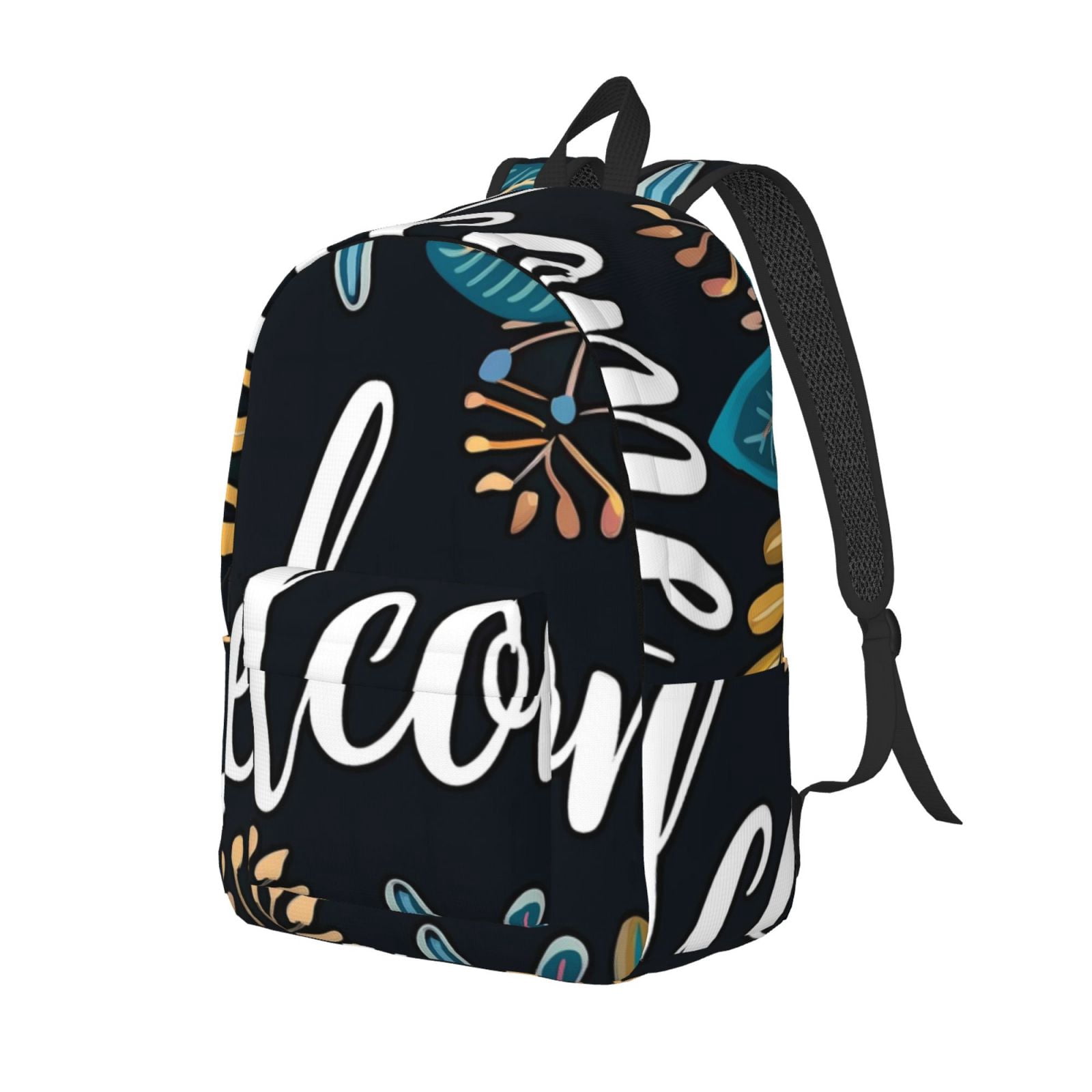 JUNZAN Floral Welcome Sign Pattern Travel Laptop Backpack for Men Women ...