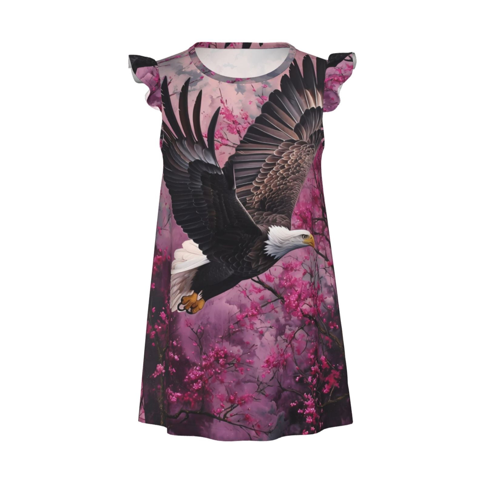 JUNZAN Flower Bald Eagle Print Girls Nightgown Pajamas - Soft Toddler Sleepwear Dress for Girls ...