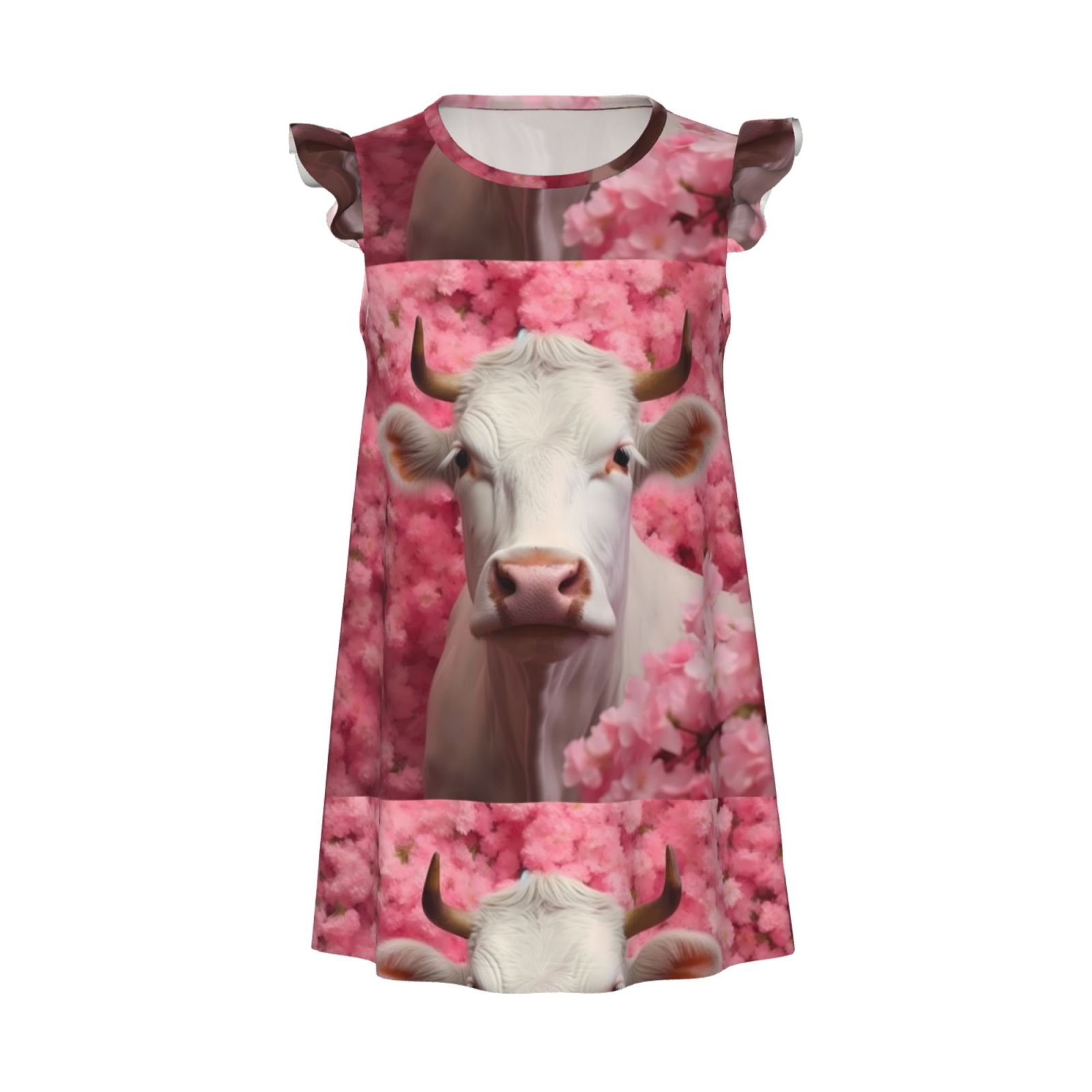 JUNZAN Flower White Cow Print Girls Nightgown Pajamas - Soft Toddler ...