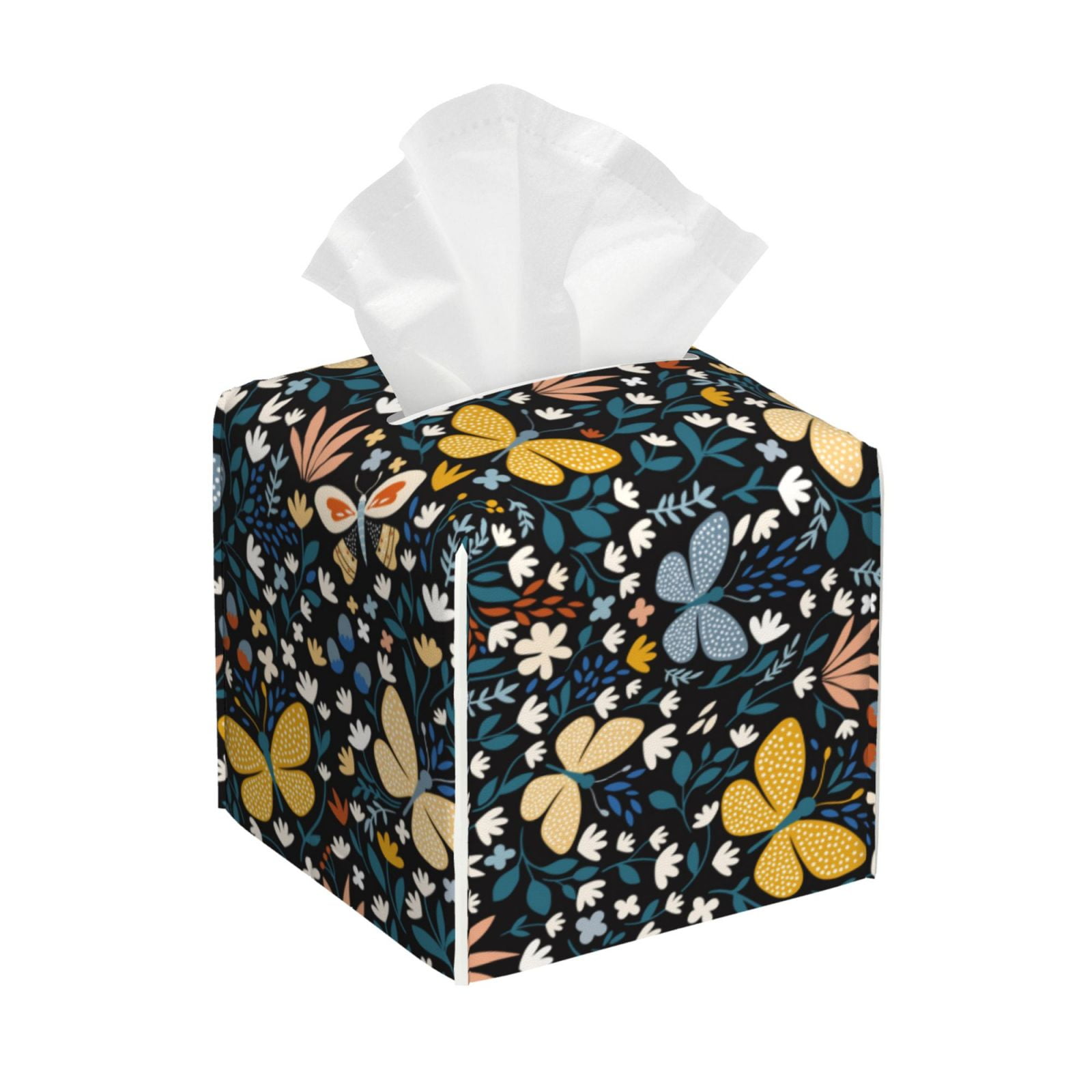 JUNZAN Flowers Butterfly for Tissue Box Cover Holder, Square Facial ...