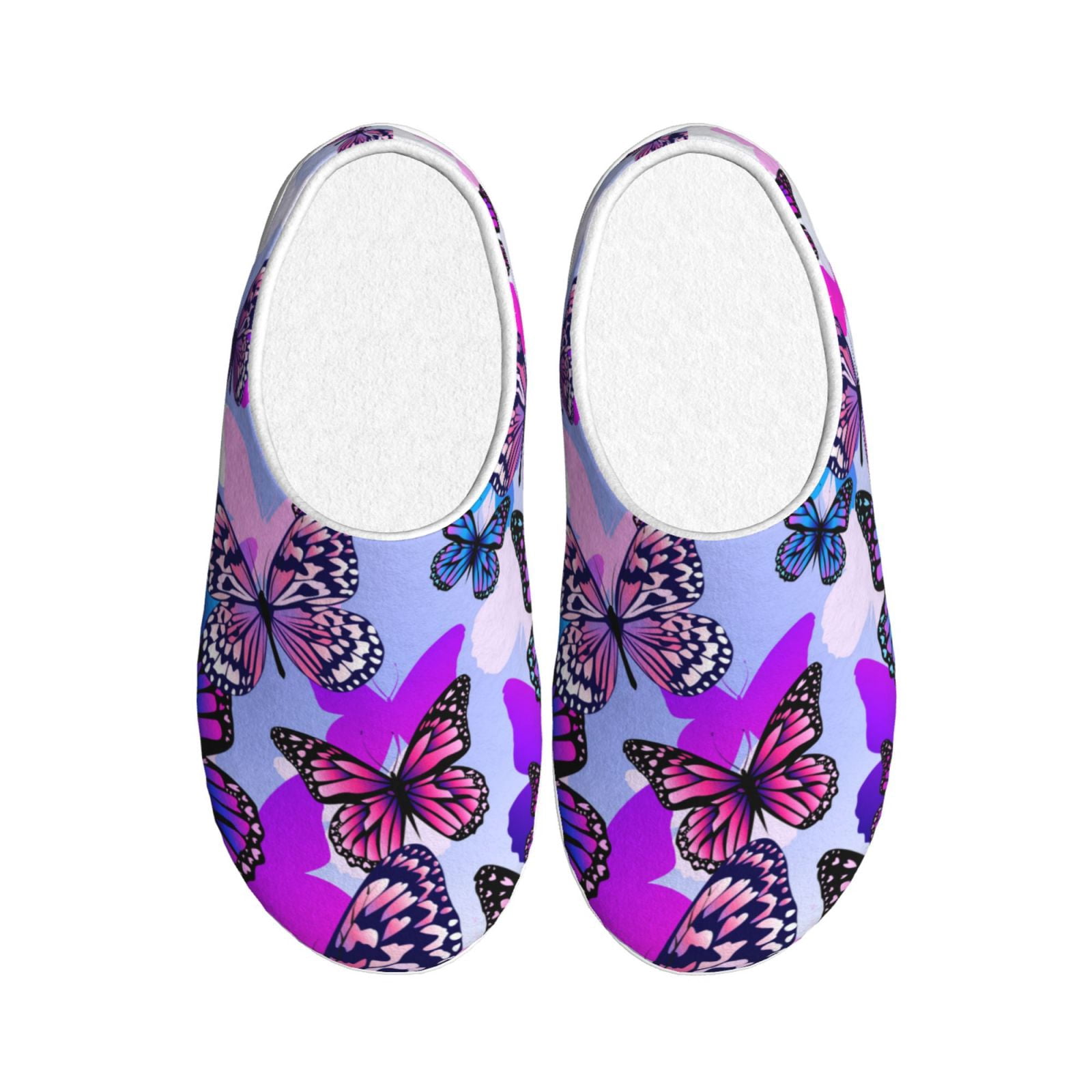 JUNZAN Flying Butterflies Print Cozy Slippers for Men& Women,Fuzzy Slip ...