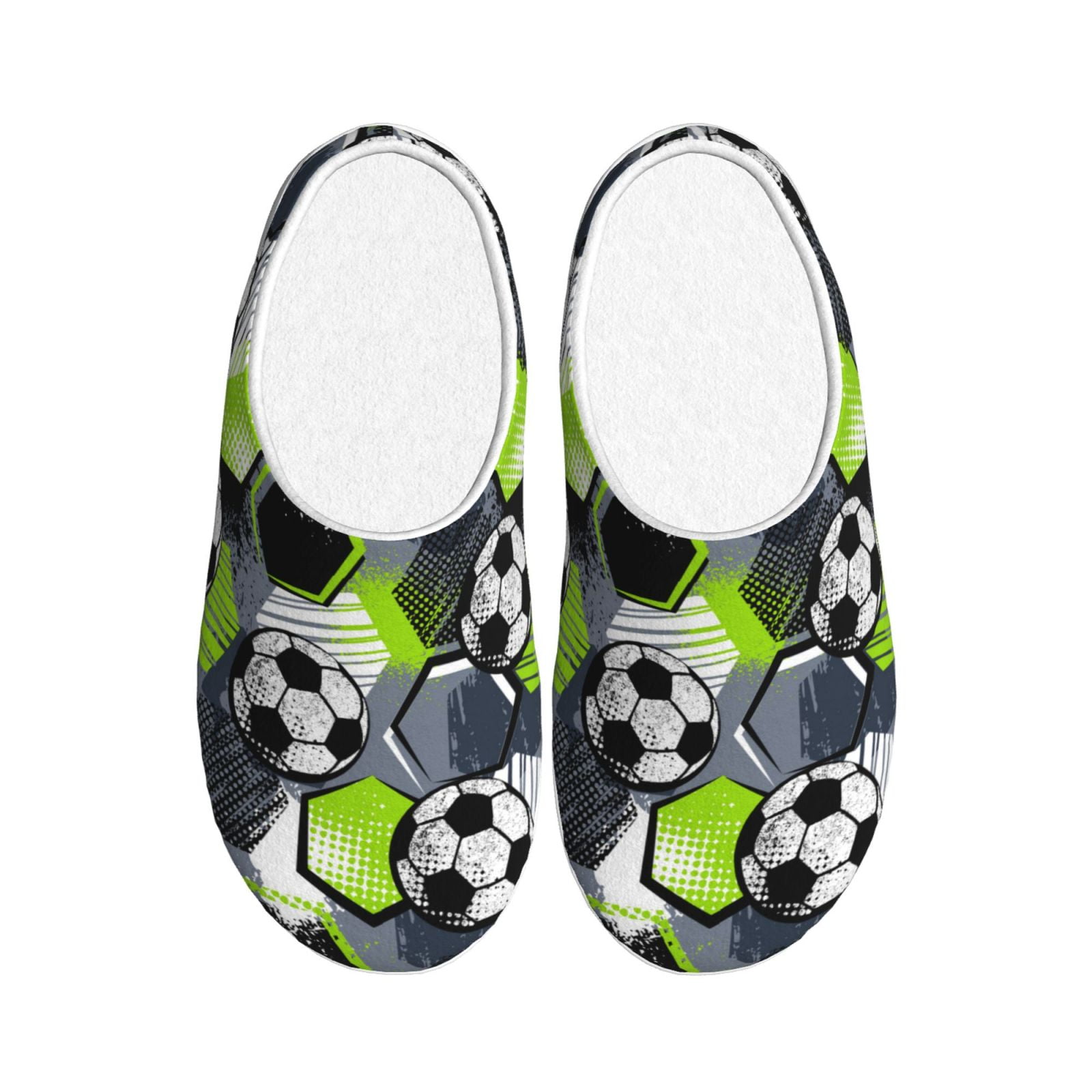 JUNZAN Football Print Cozy Slippers for Men& Women,Fuzzy Slip-on ...