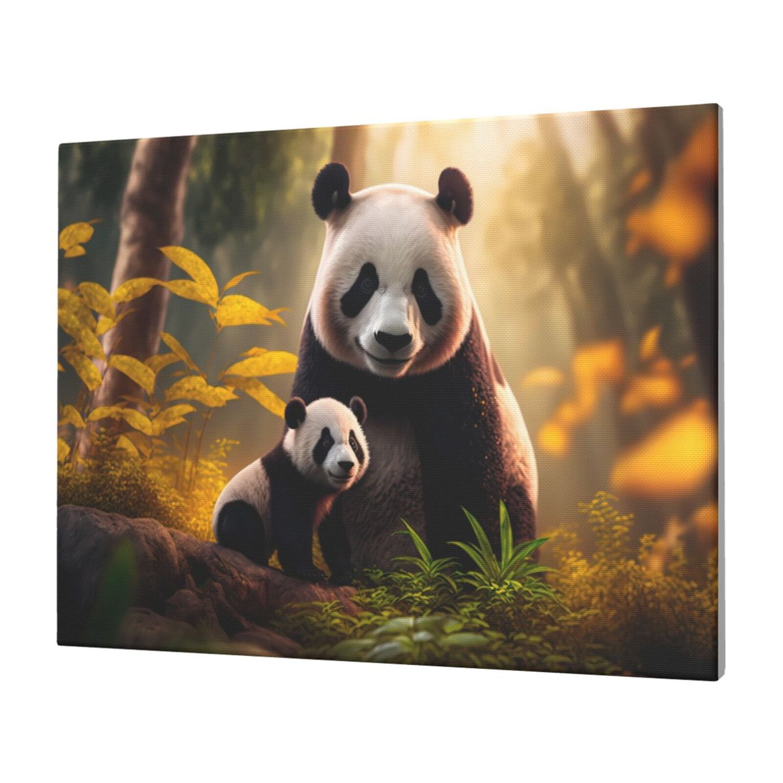 JUNZAN Forest Panda Pattern Canvas Wall Art Prints,Wall Art Decor ...