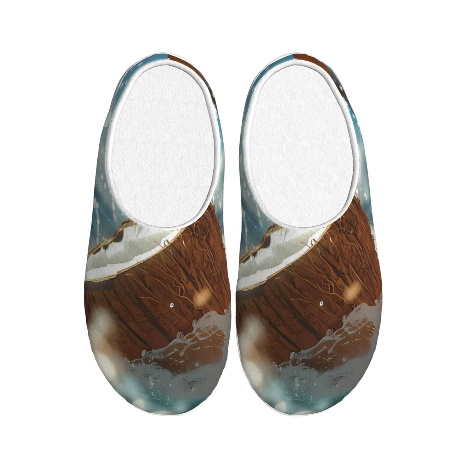 JUNZAN Fresh Coconut Splash Print Cozy Slippers for Men& Women,Fuzzy ...