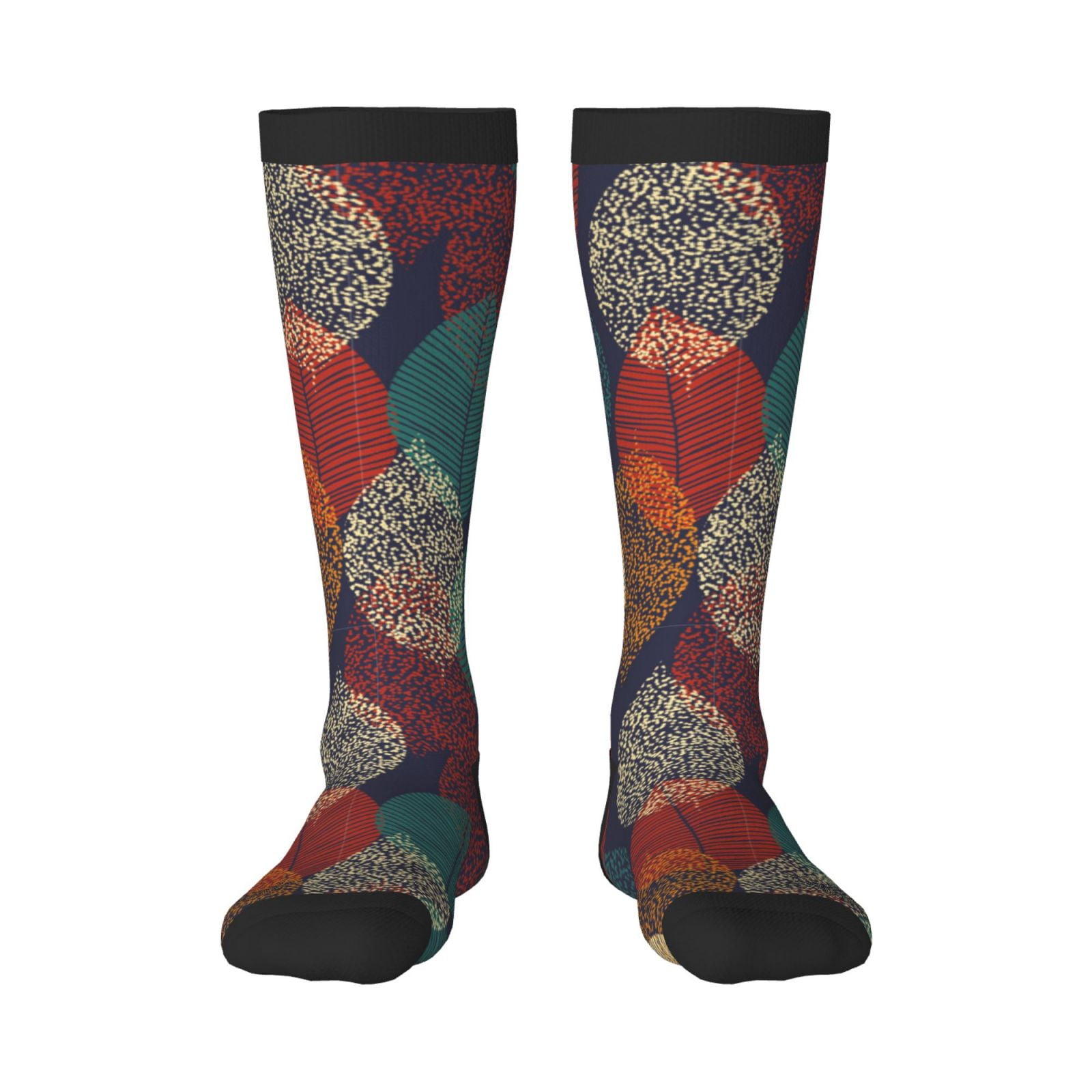 JUNZAN Fun Novelty Knee Warmer High Socks Autumn Leaves Design ...