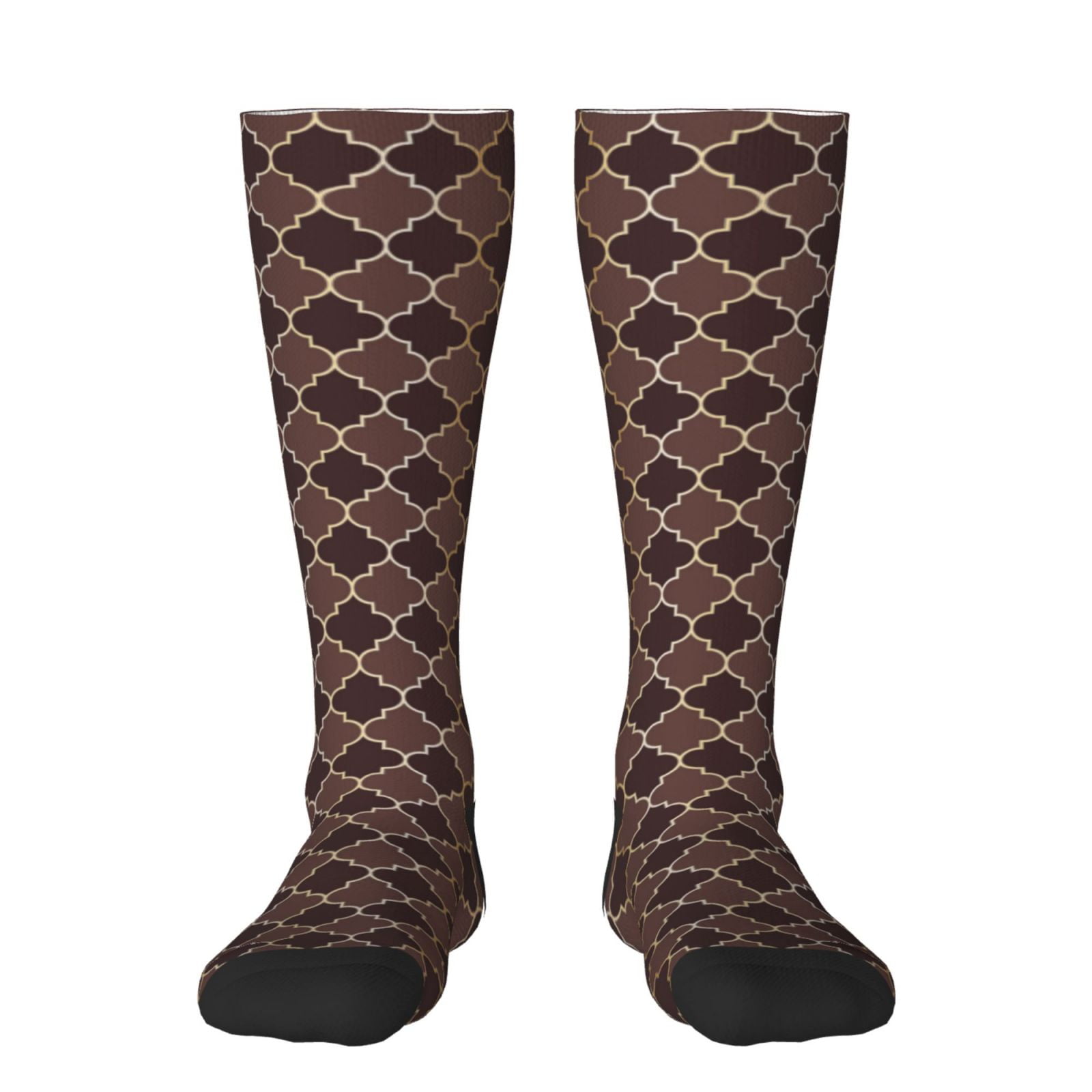 JUNZAN Fun Novelty Knee Warmer High Socks-Brown Gold Grid - Walmart.com