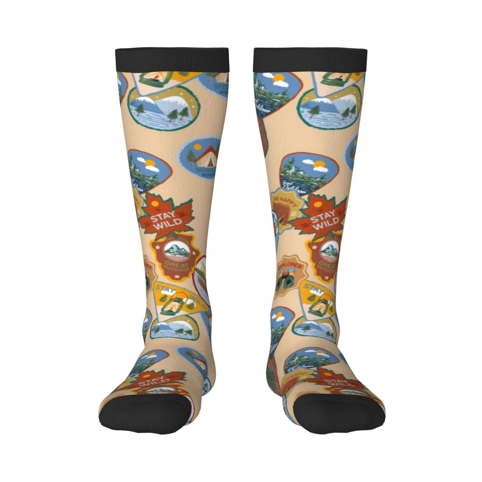 JUNZAN Fun Novelty Knee Warmer High Socks Camp Badge Design - Walmart.com