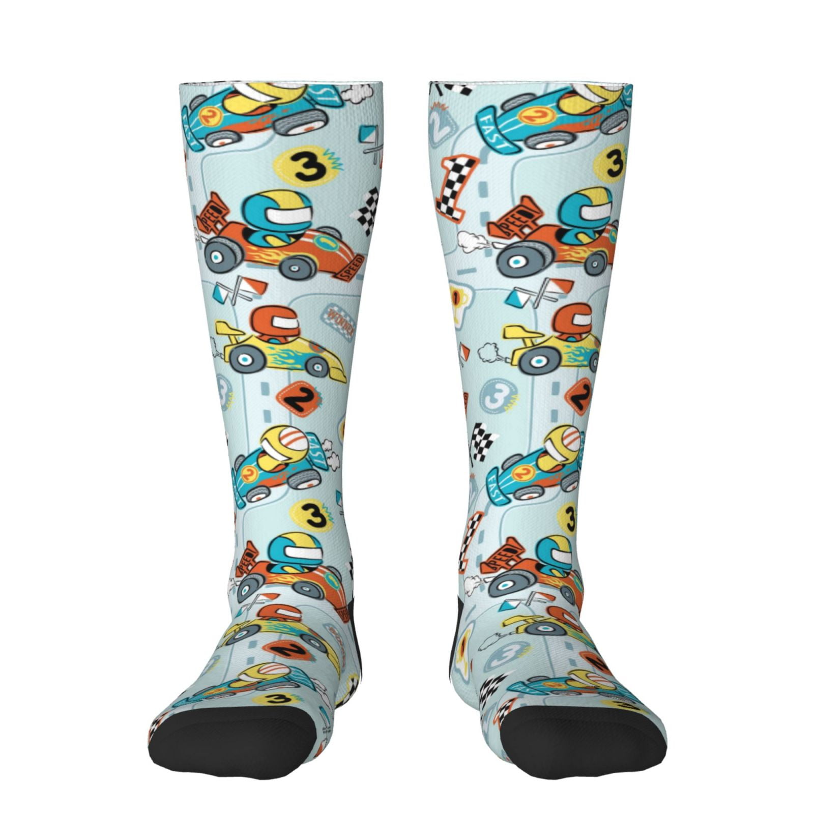 JUNZAN Fun Novelty Knee Warmer High Socks-Cartoon Car Racing - Walmart.com