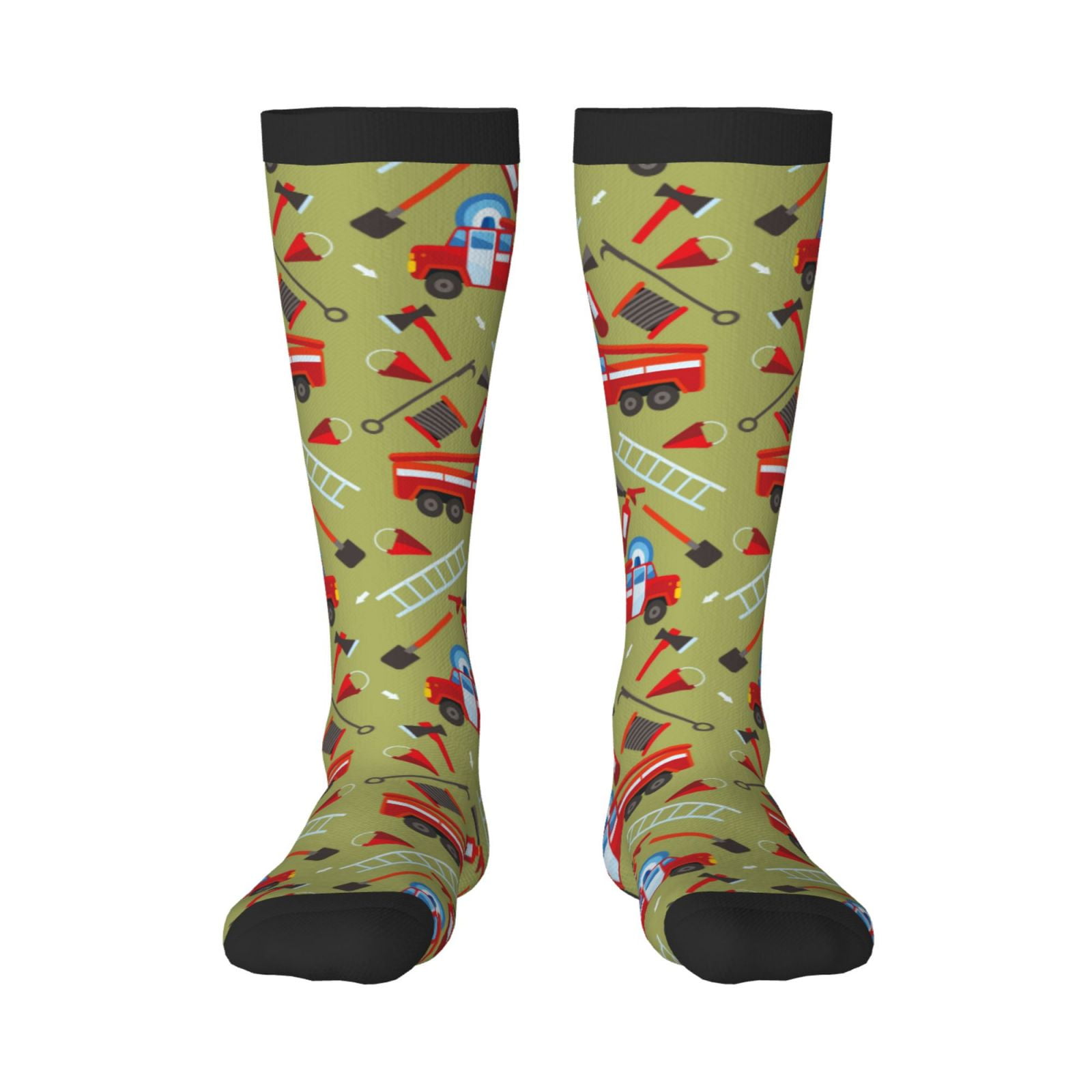 JUNZAN Fun Novelty Knee Warmer High Socks-Cartoon Fire Truck - Walmart.com