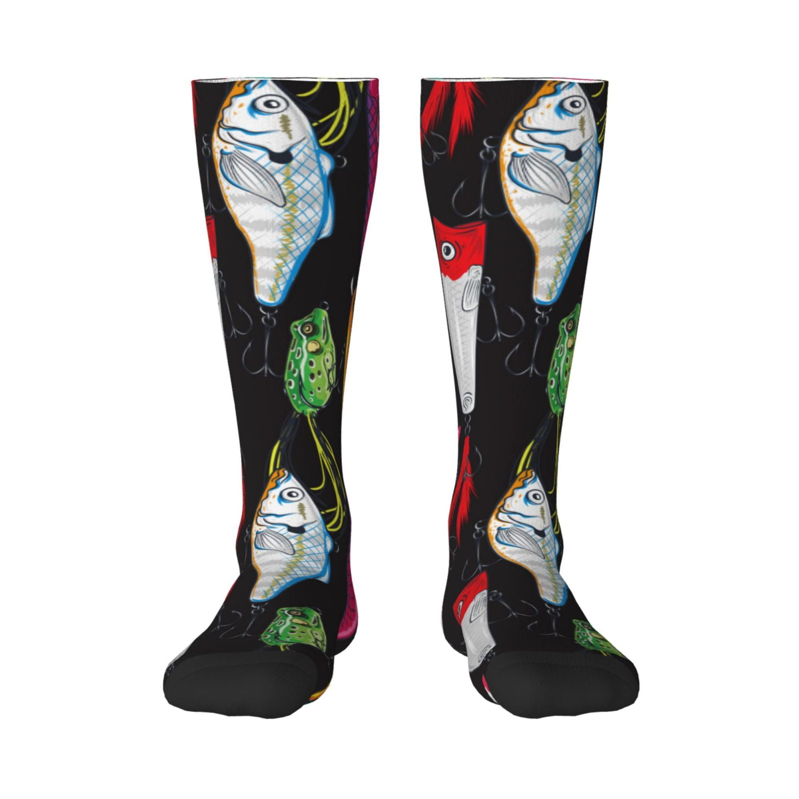 JUNZAN Fun Novelty Knee Warmer High Socks Colorful Fishing Lures Design ...