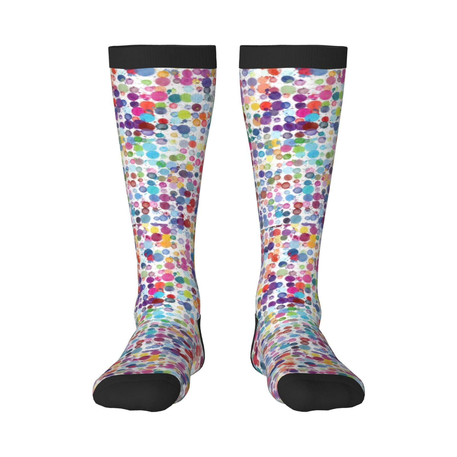 JUNZAN Fun Novelty Knee Warmer High Socks-Colorful Watercolor Dots ...