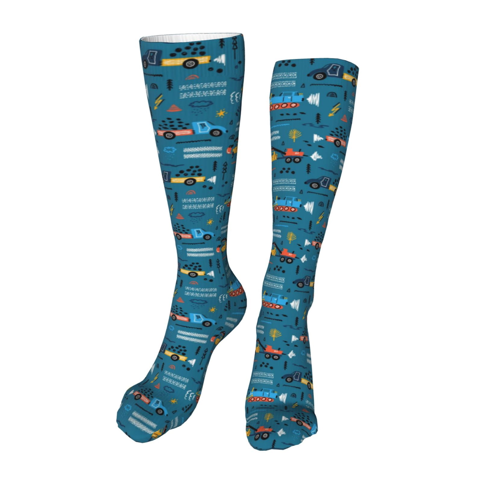 JUNZAN Fun Novelty Knee Warmer High Socks Construction Trucks Design ...