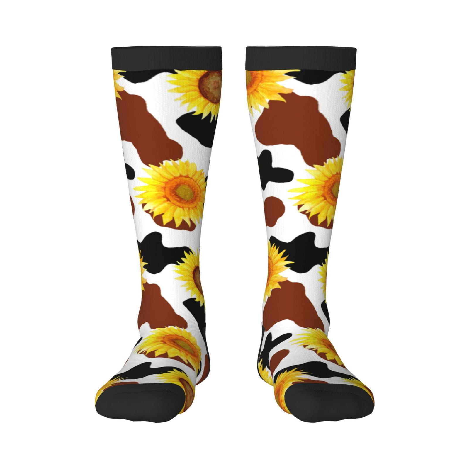 JUNZAN Fun Novelty Knee Warmer High Socks-Cow Print Sunflower - Walmart.com
