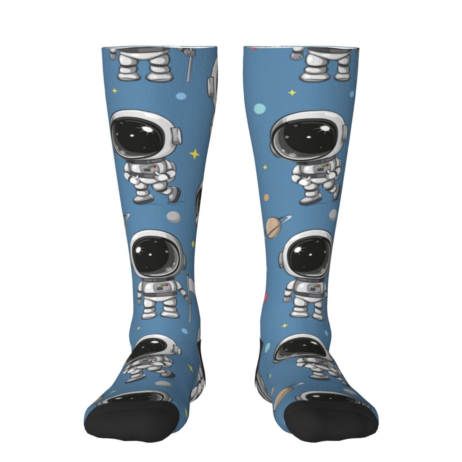 JUNZAN Fun Novelty Knee Warmer High Socks Cute Cartoon Astronaut Design ...