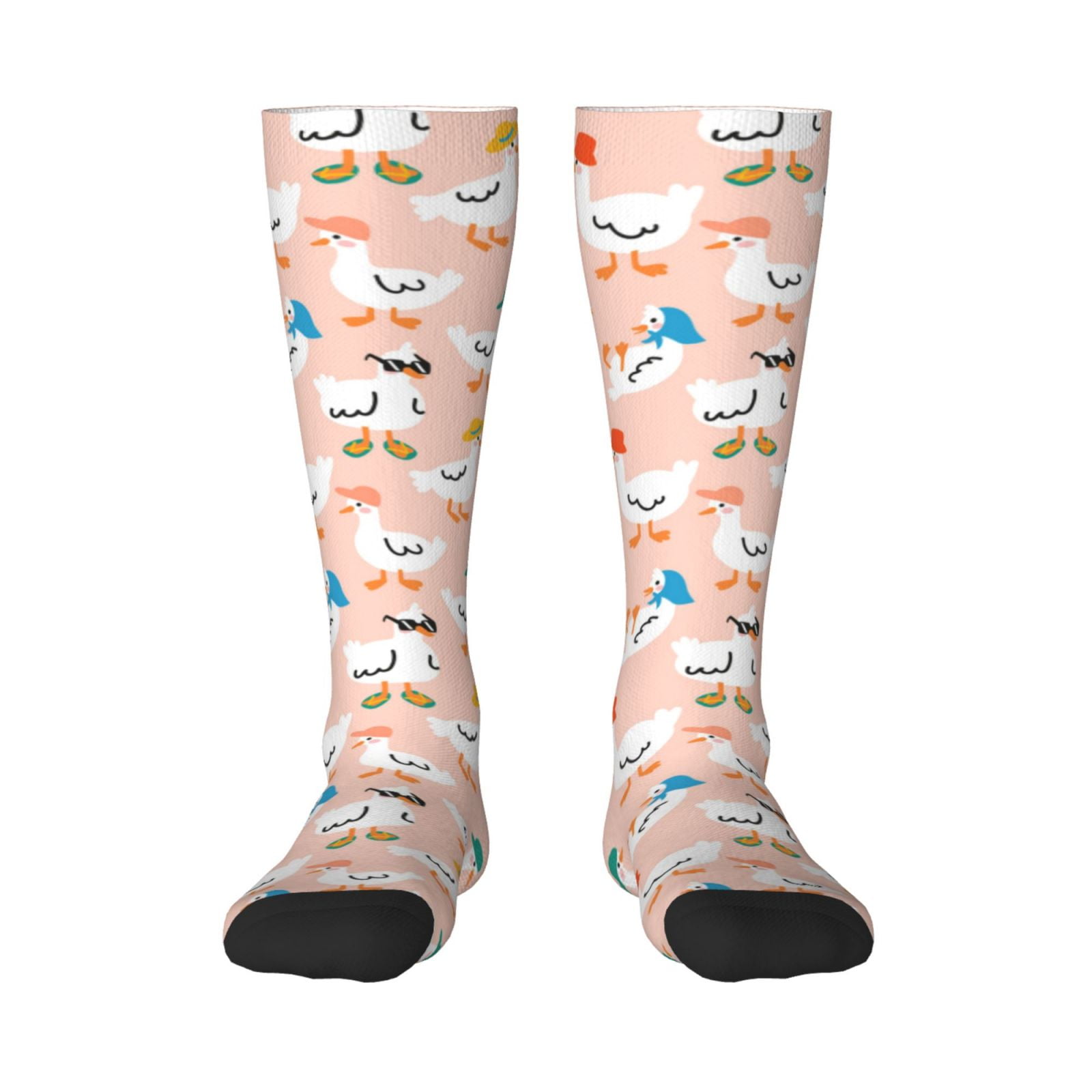 JUNZAN Fun Novelty Knee Warmer High Socks Cute Ducks In Hats Design ...