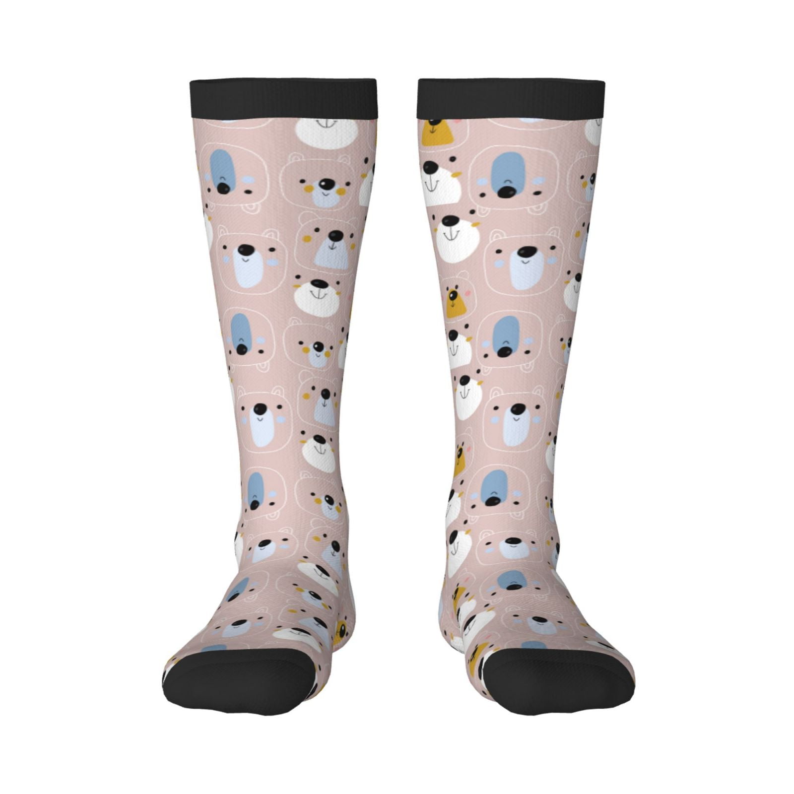 JUNZAN Fun Novelty Knee Warmer High Socks Cute Hand Drawn Bear Design ...