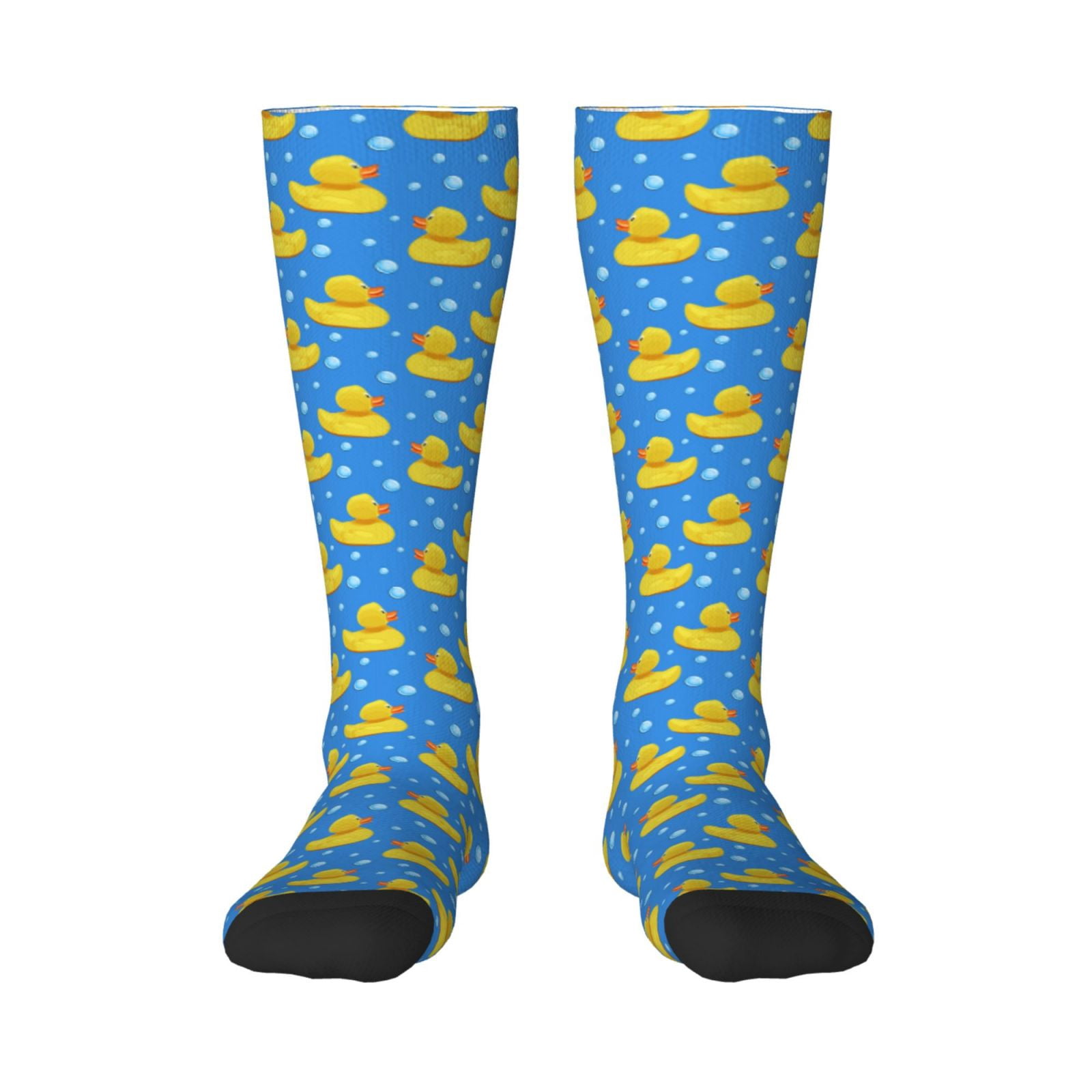 JUNZAN Fun Novelty Knee Warmer High Socks-Cute Yellow Rubber Ducks ...