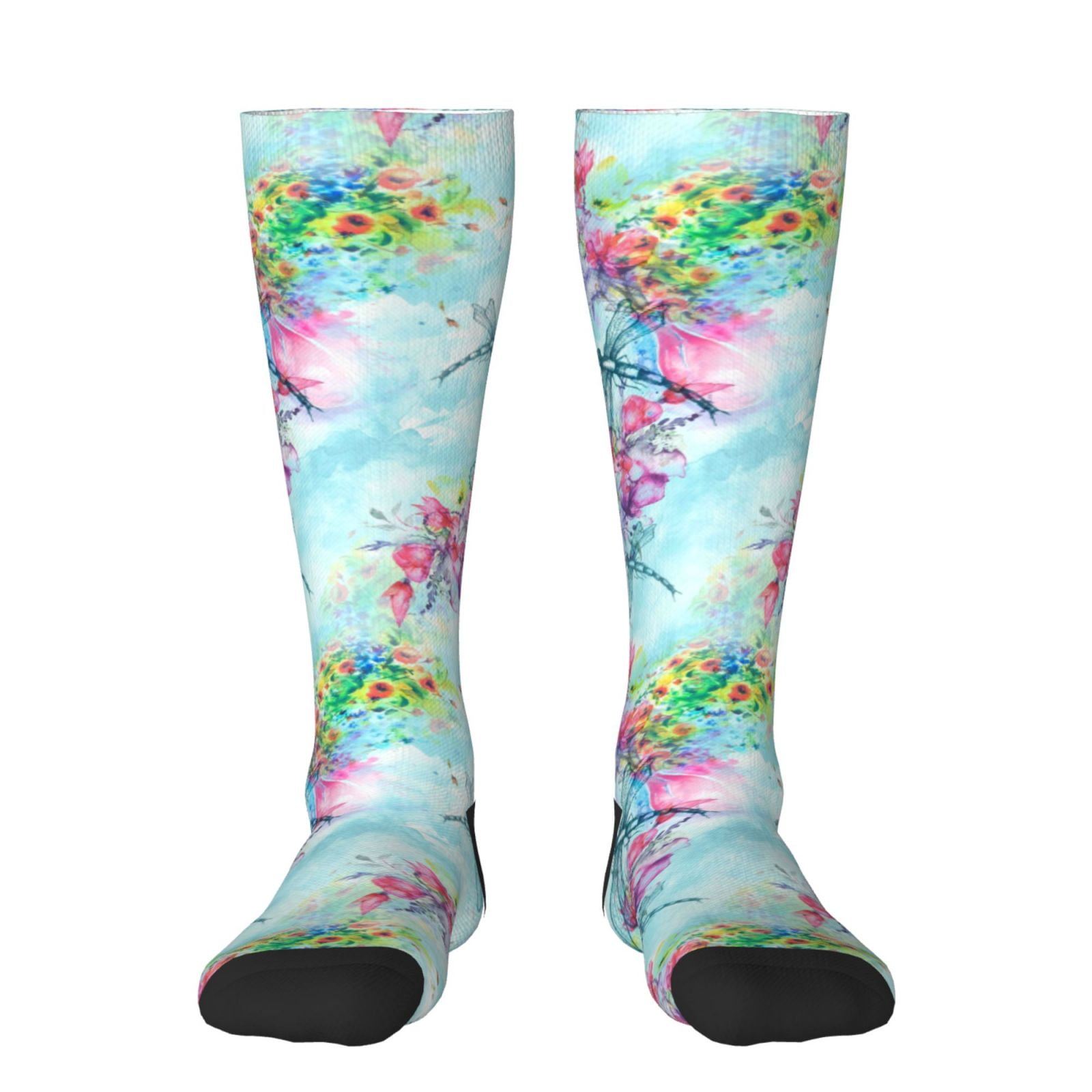 JUNZAN Fun Novelty Knee Warmer High Socks-Dragonfly Floral - Walmart.com