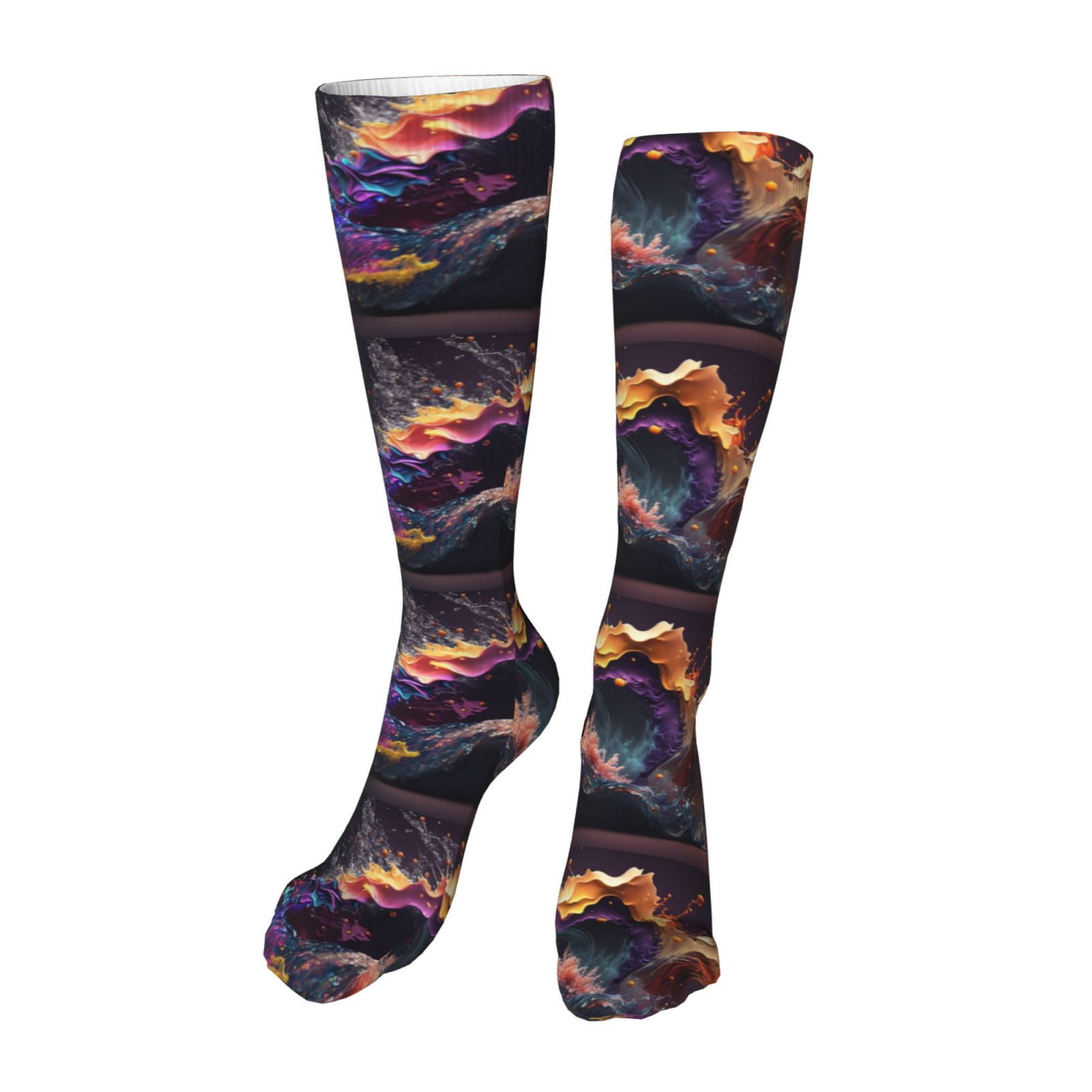 JUNZAN Fun Novelty Knee Warmer High Socks Explosive Fluid Splash Art ...