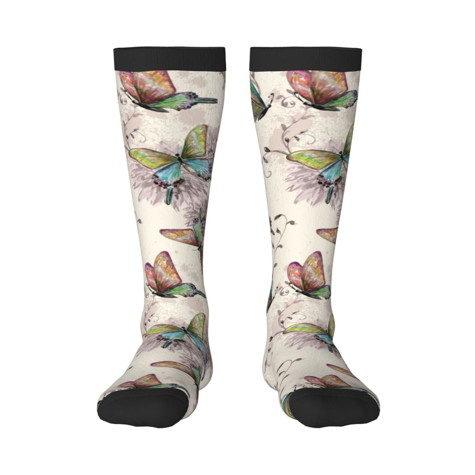 JUNZAN Fun Novelty Knee Warmer High Socks-Flying Butterflies-1 ...