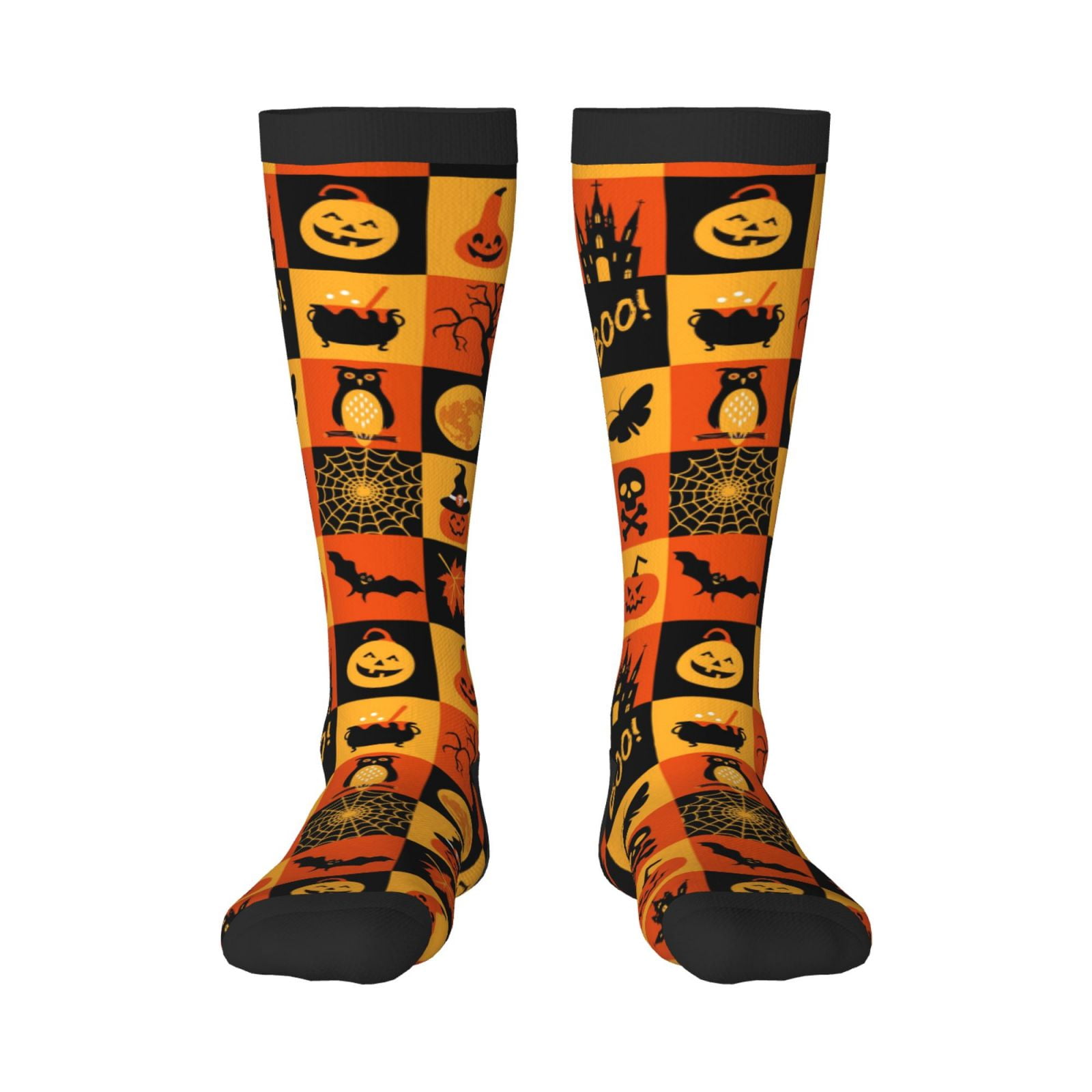 JUNZAN Fun Novelty Knee Warmer High Socks-Halloween Banner Symbols ...