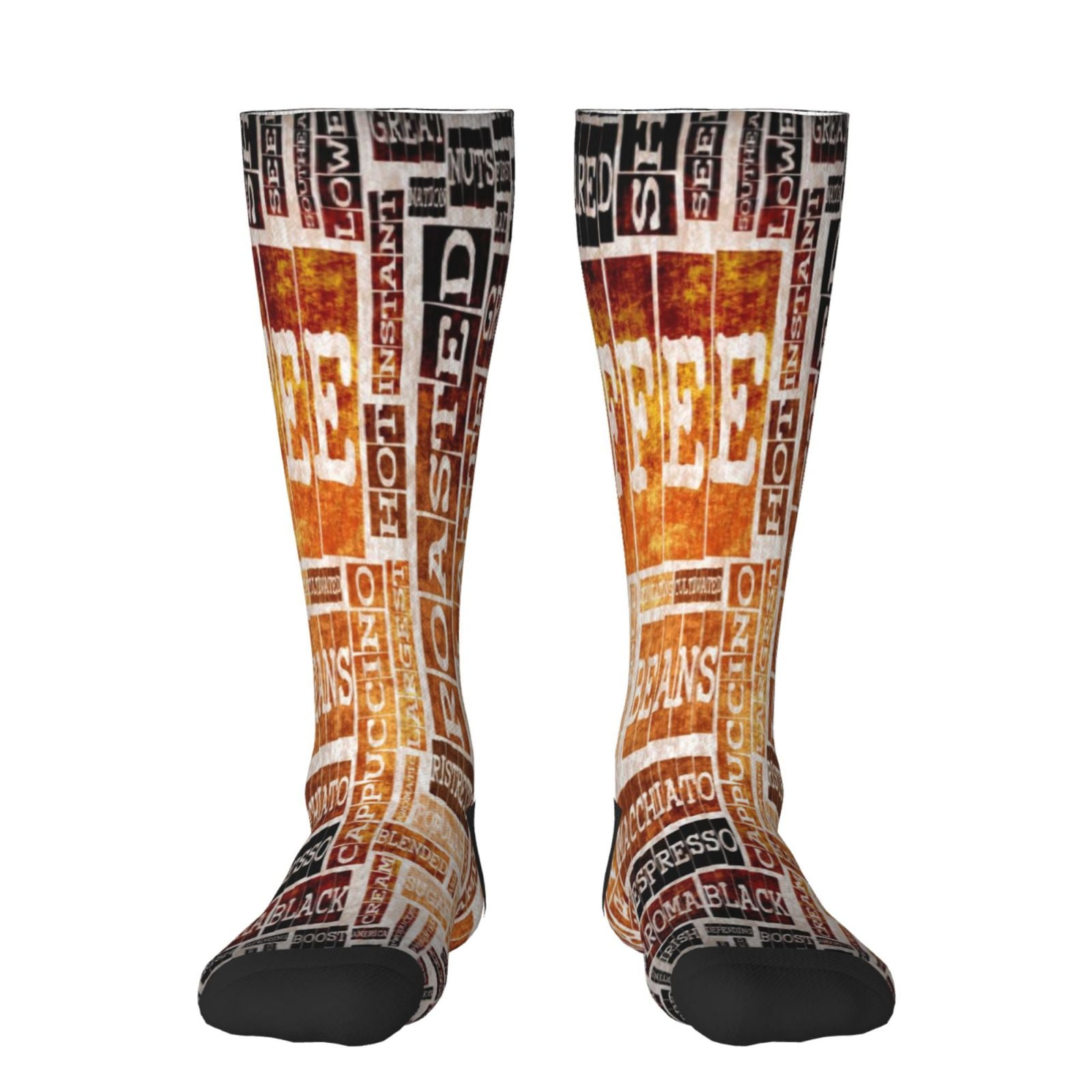 JUNZAN Fun Novelty Knee Warmer High Socks-Hand Drawn Vintage Coffee ...