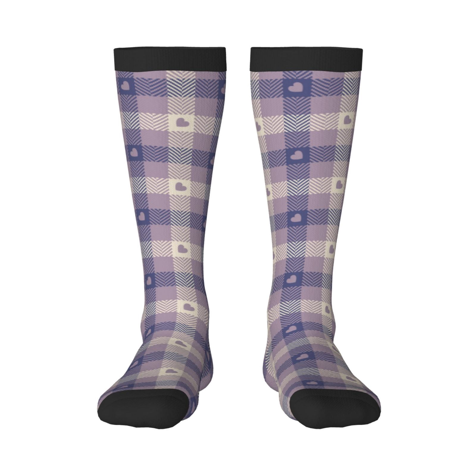JUNZAN Fun Novelty Knee Warmer High Socks-Heart Check Plaid - Walmart.com