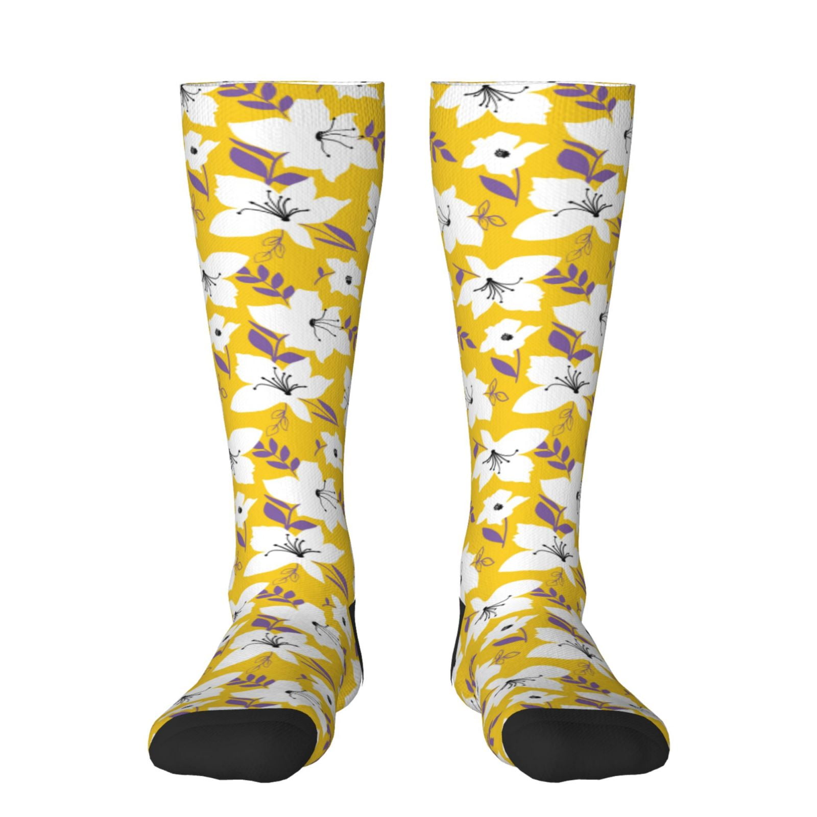 JUNZAN Fun Novelty Knee Warmer High Socks Lilies Flowers Design ...