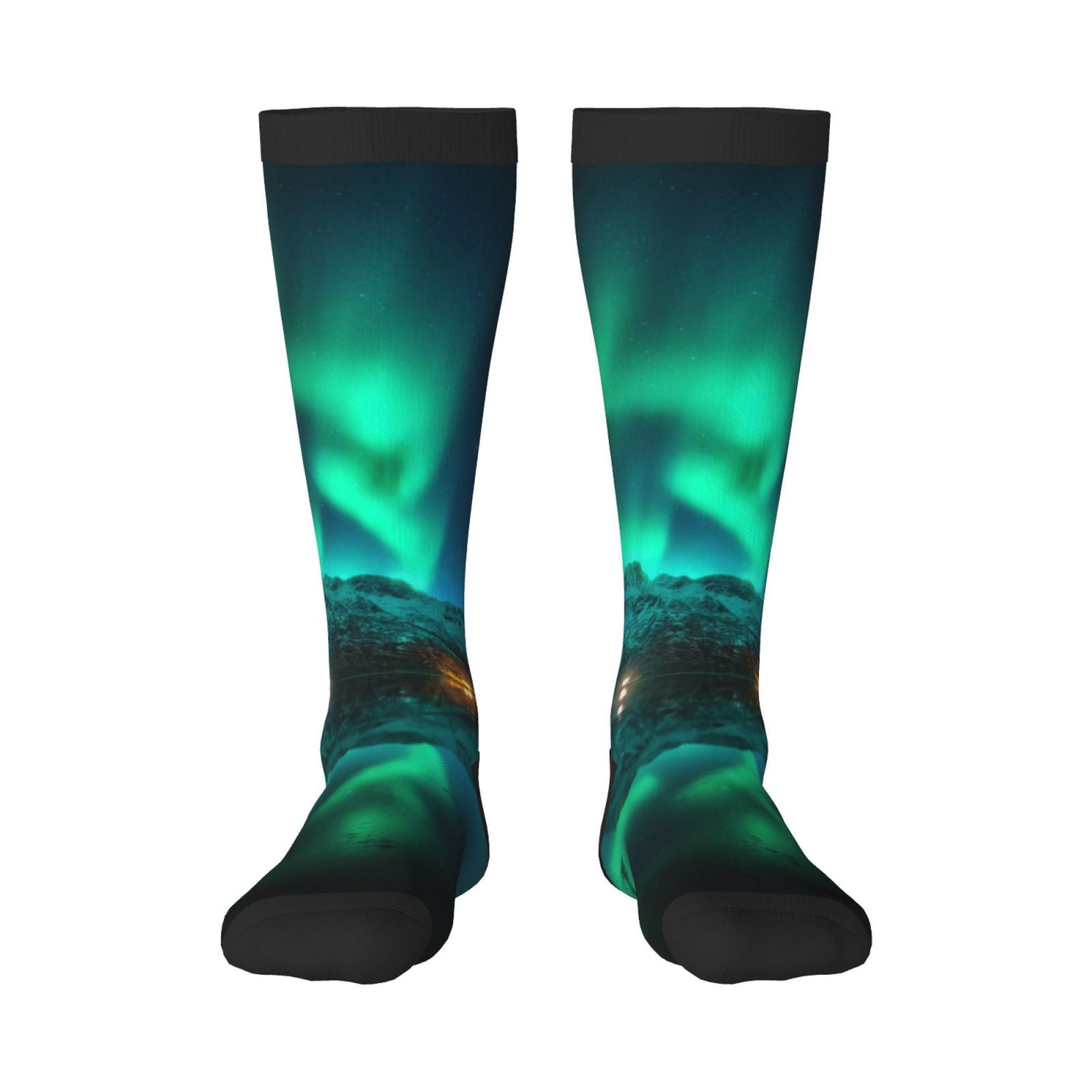 JUNZAN Fun Novelty Knee Warmer High Socks Northern Lights Design ...