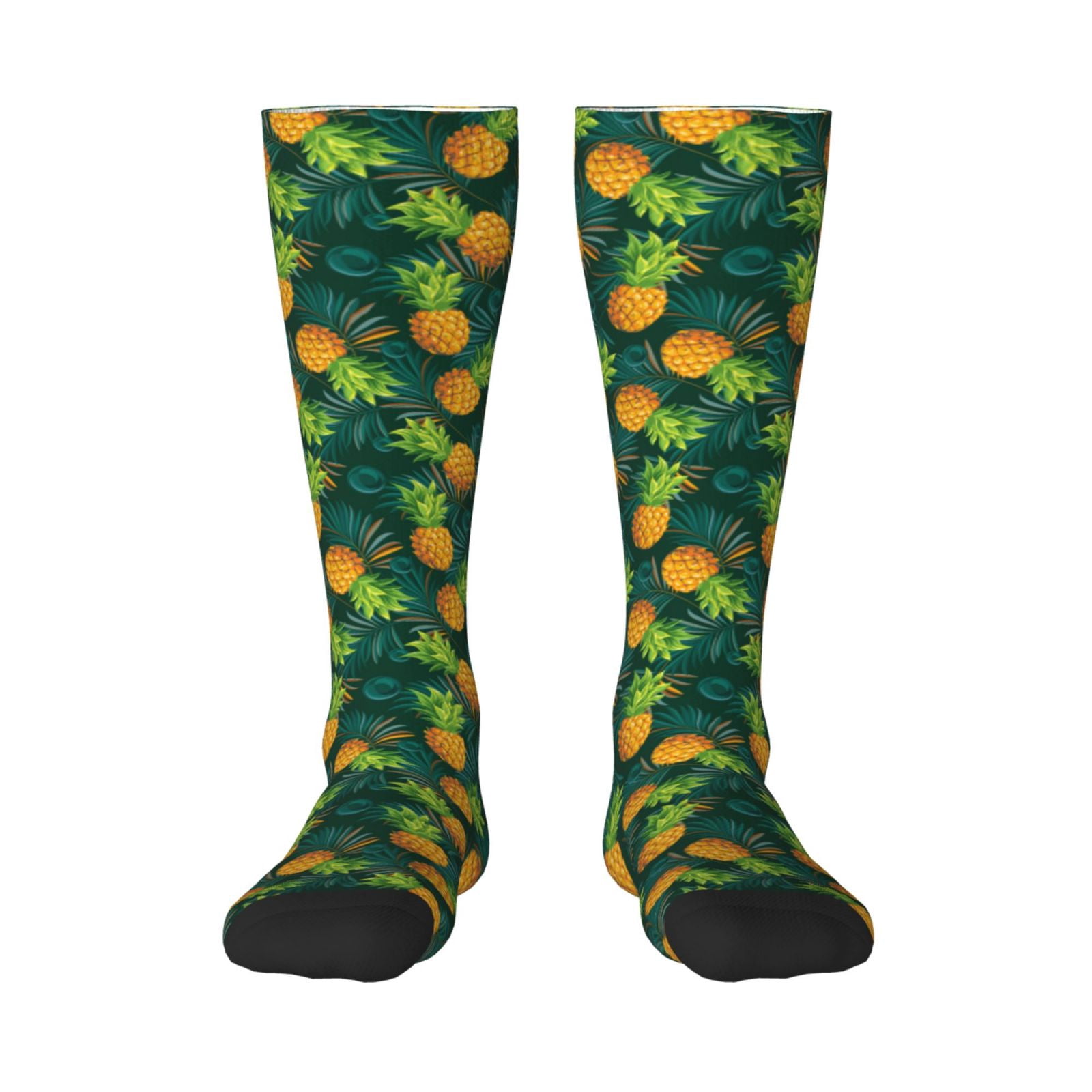 JUNZAN Fun Novelty Knee Warmer High Socks Pineapples with Palm Leaves ...