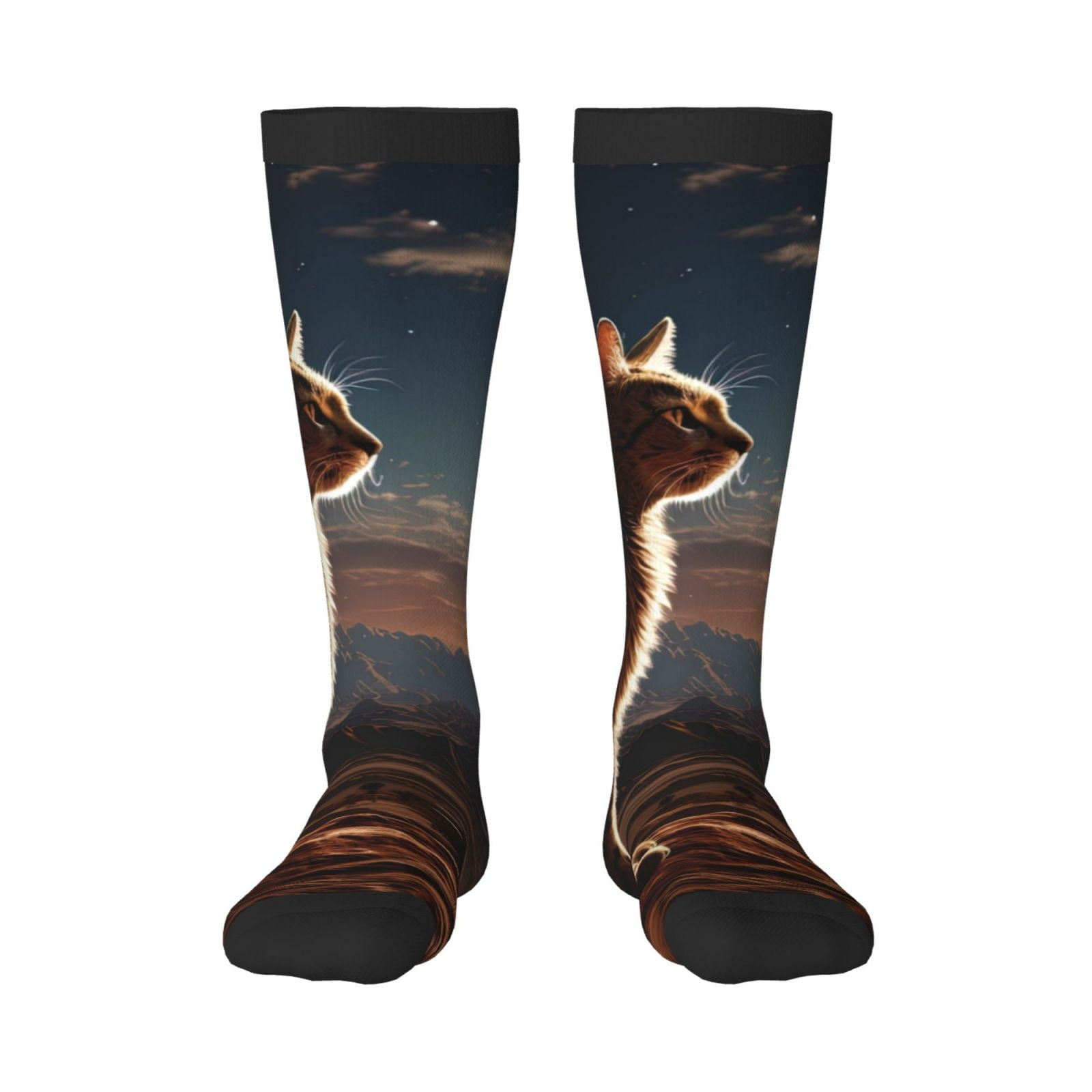 JUNZAN Fun Novelty Knee Warmer High Socks Pyramid Desert Cat Design ...