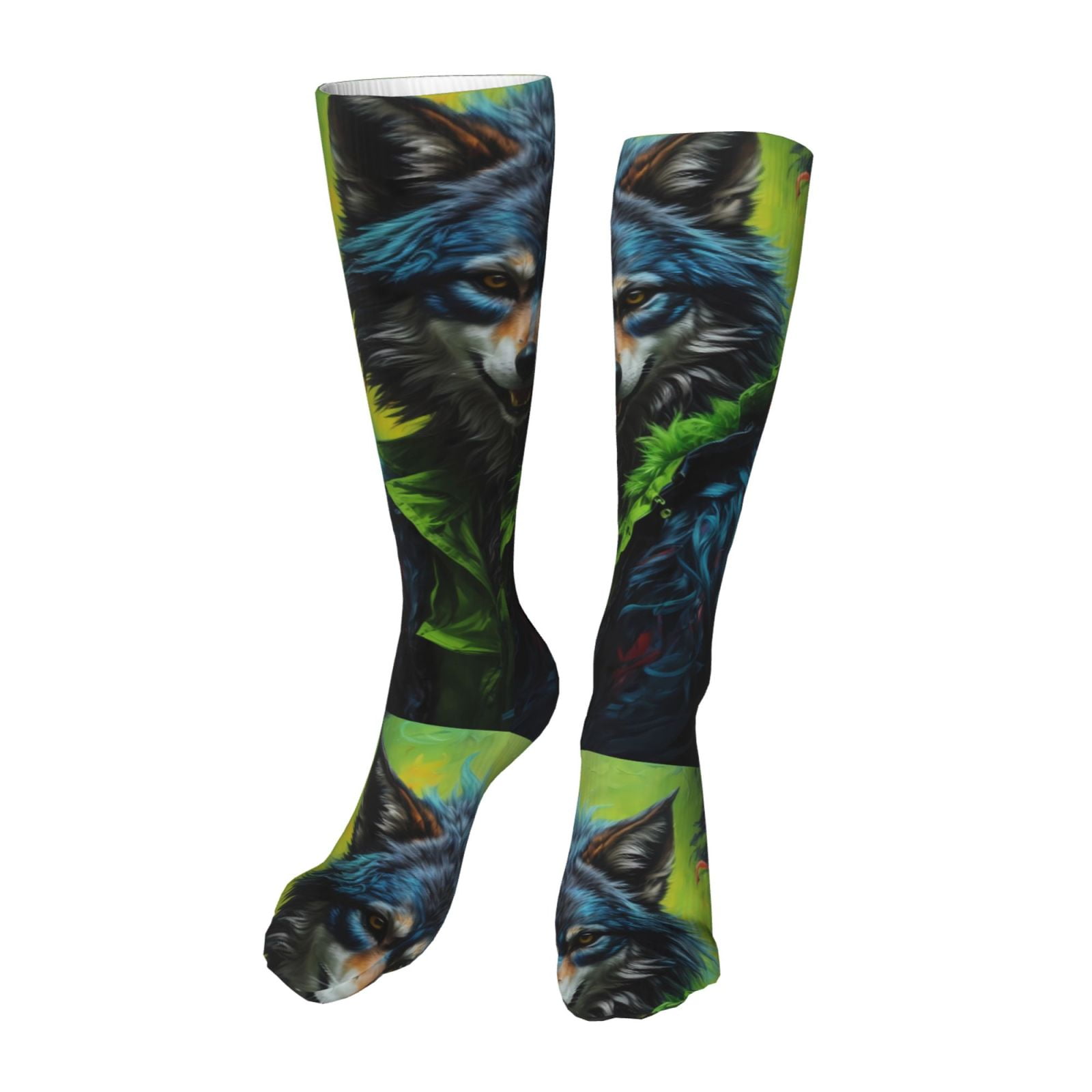 JUNZAN Fun Novelty Knee Warmer High Socks Realistic Style Wolf Warrior ...