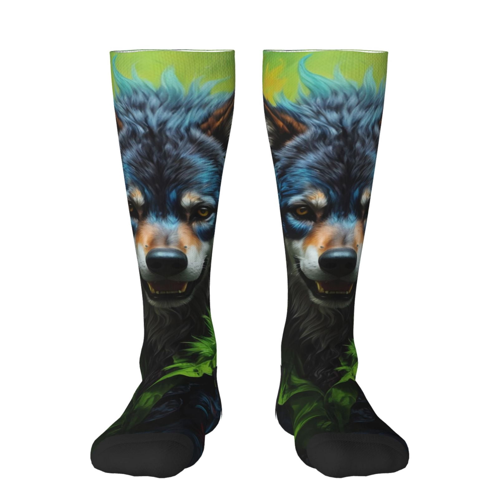 JUNZAN Fun Novelty Knee Warmer High Socks Realistic Style Wolf Warrior ...