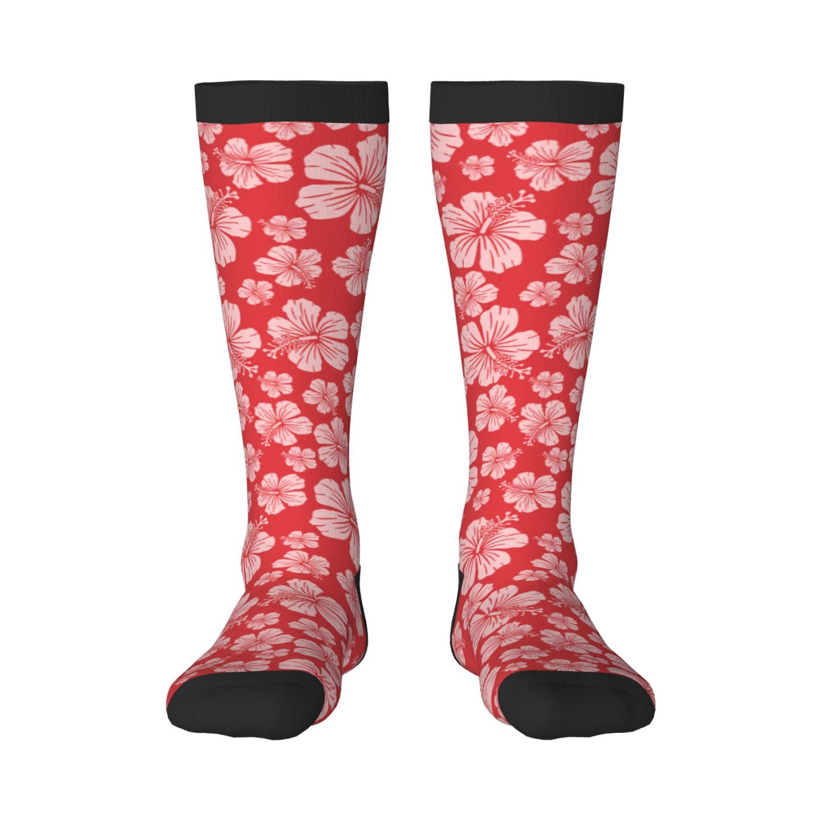 JUNZAN Fun Novelty Knee Warmer High Socks-Red Hibiscus Flower - Walmart.com