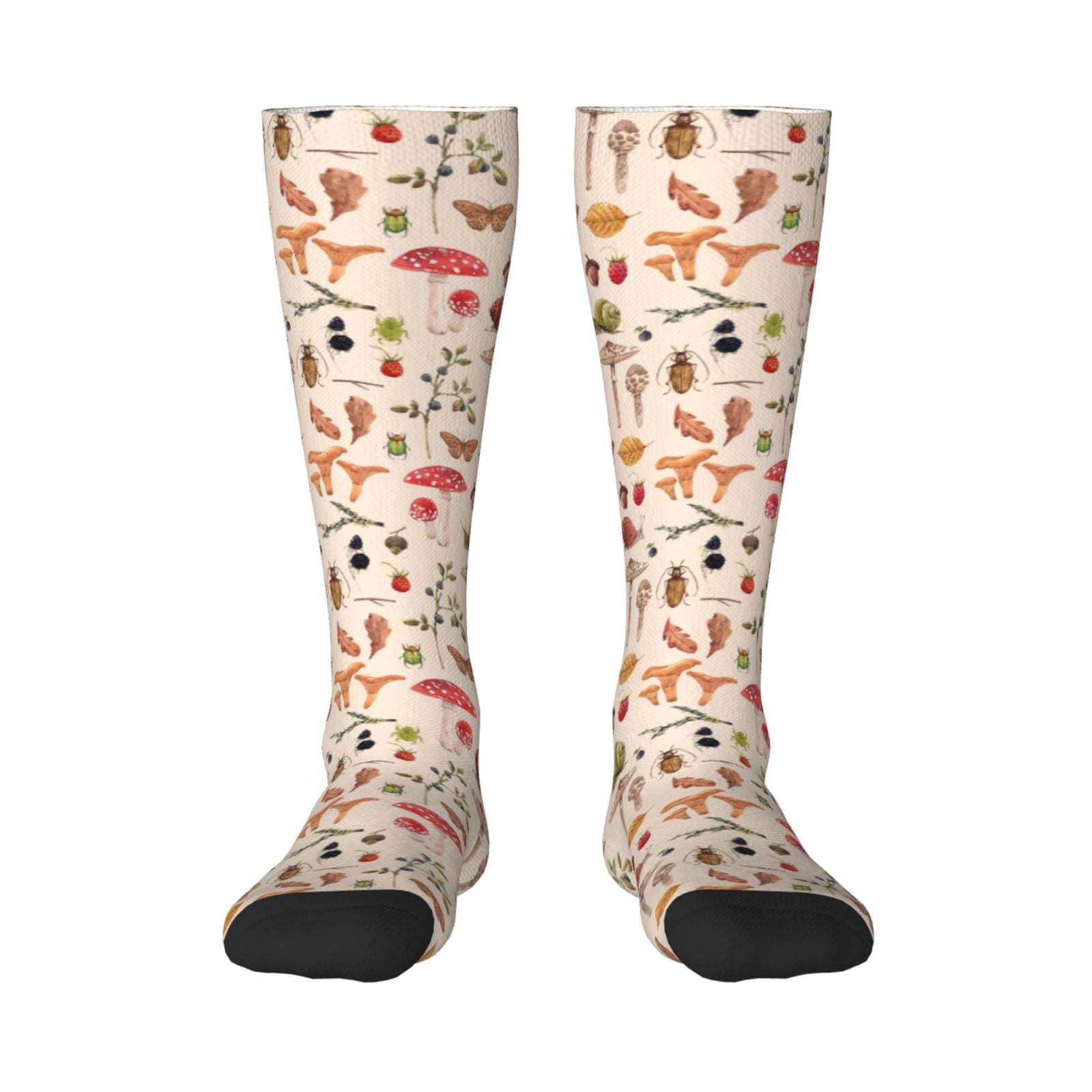 JUNZAN Fun Novelty Knee Warmer High Socks-Retro Autum Mushrooms ...