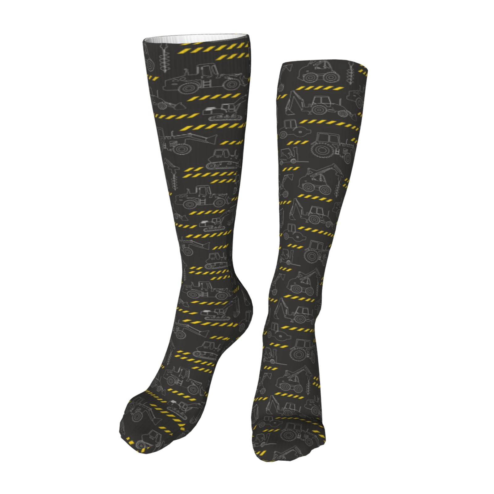 JUNZAN Fun Novelty Knee Warmer High Socks Retro Excavator Design ...