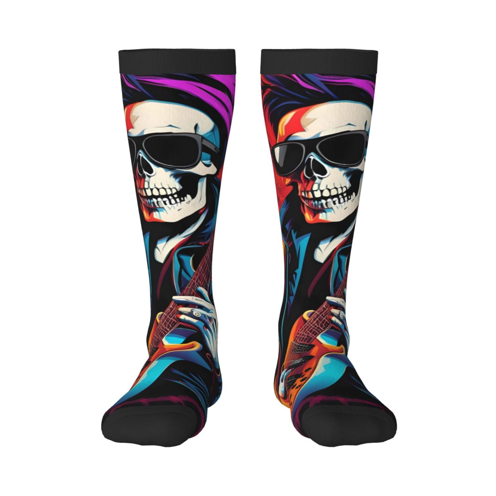 JUNZAN Fun Novelty Knee Warmer High Socks Rock Skull Singer Design ...