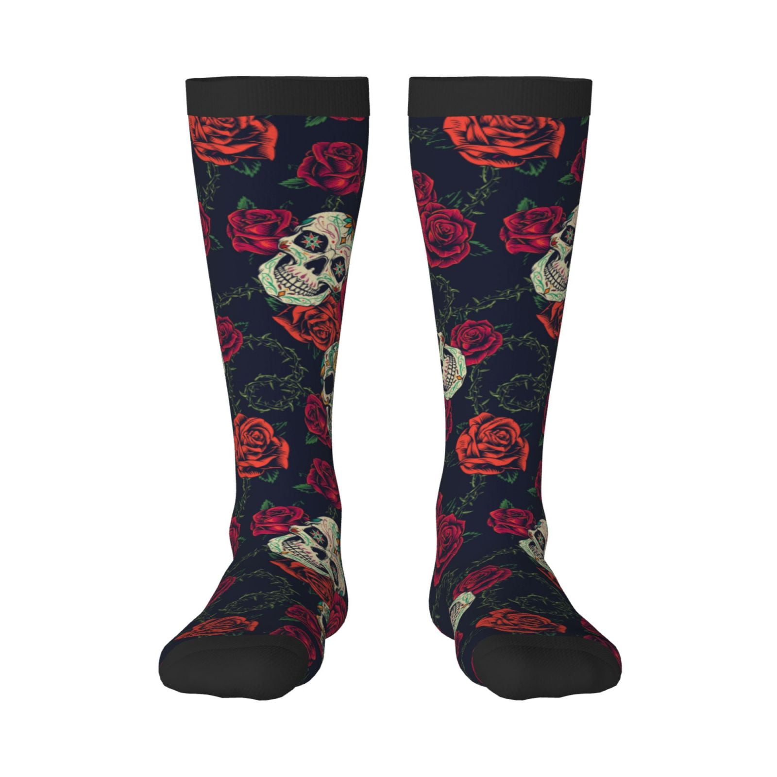 JUNZAN Fun Novelty Knee Warmer High Socks-Roses Skulls - Walmart.com