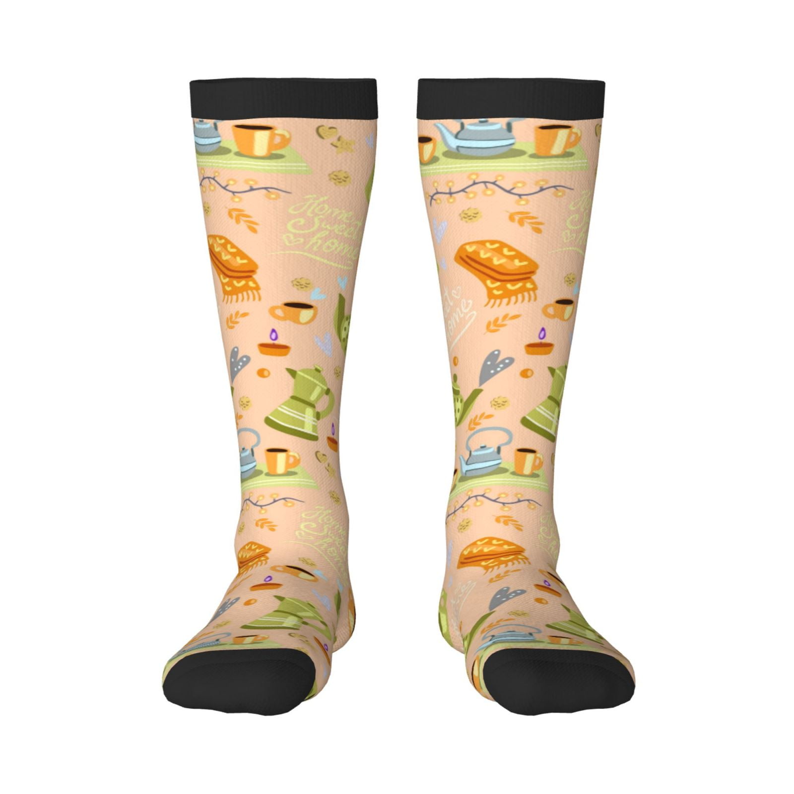 JUNZAN Fun Novelty Knee Warmer High Socks-Scandinavian Style Hygge ...