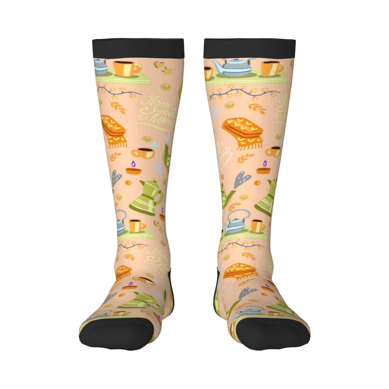 JUNZAN Fun Novelty Knee Warmer High Socks-Scandinavian Style Hygge ...