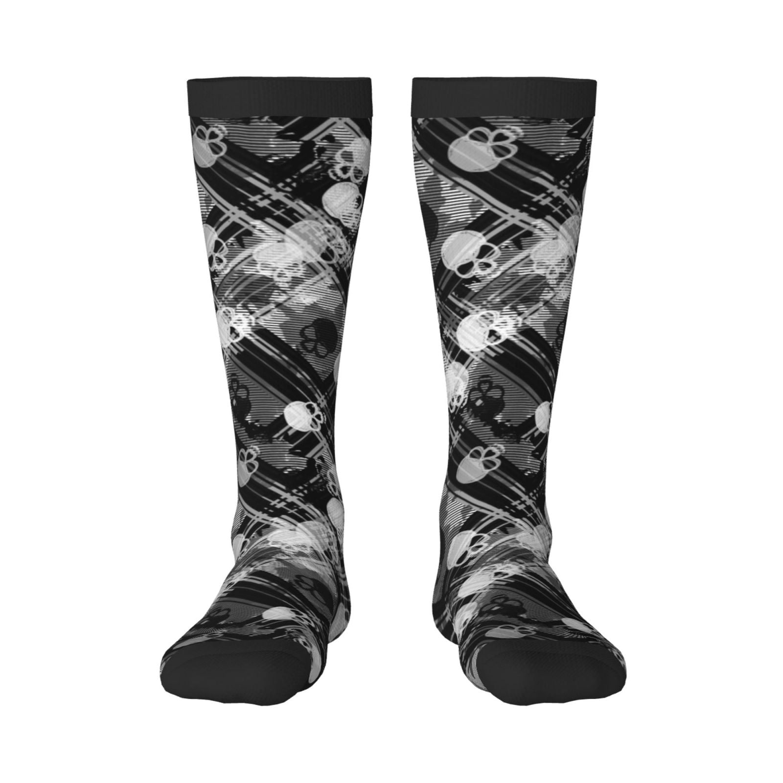 JUNZAN Fun Novelty Knee Warmer High Socks-Seamless Pattern With Skulls ...