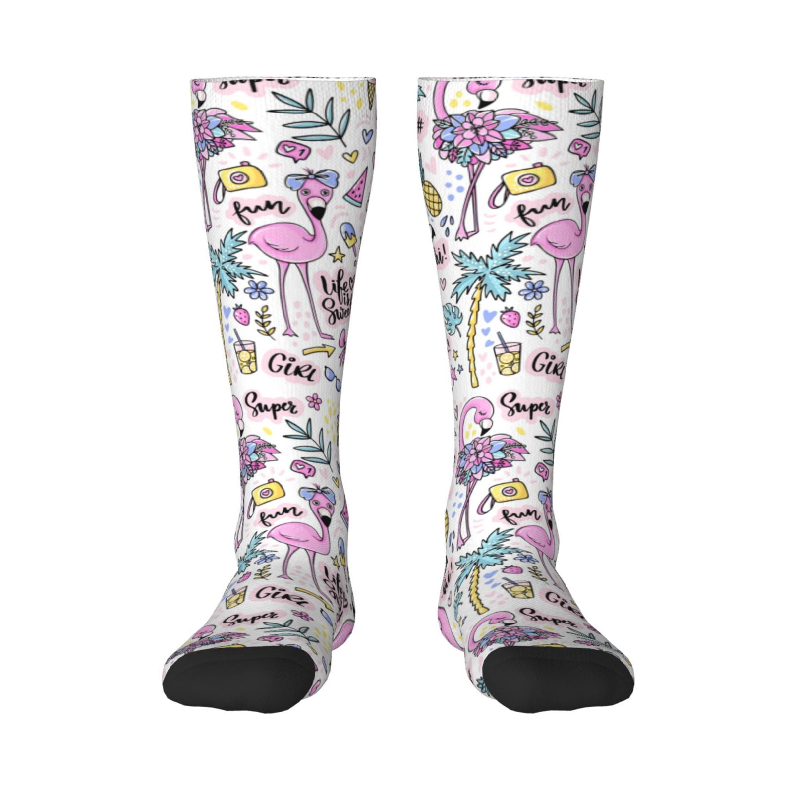 JUNZAN Fun Novelty Knee Warmer High Socks-Summer With Flamingo ...
