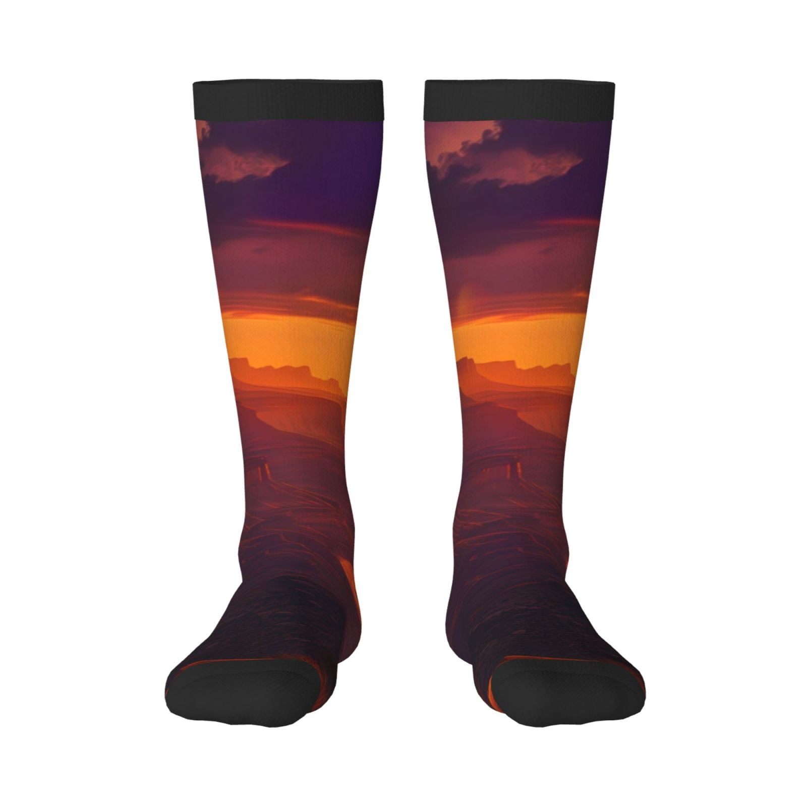 JUNZAN Fun Novelty Knee Warmer High Socks Sunset Valley Western Cowboy ...