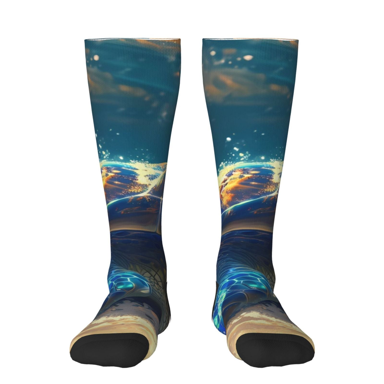 JUNZAN Fun Novelty Knee Warmer High Socks Sunshine Underwater Sand ...