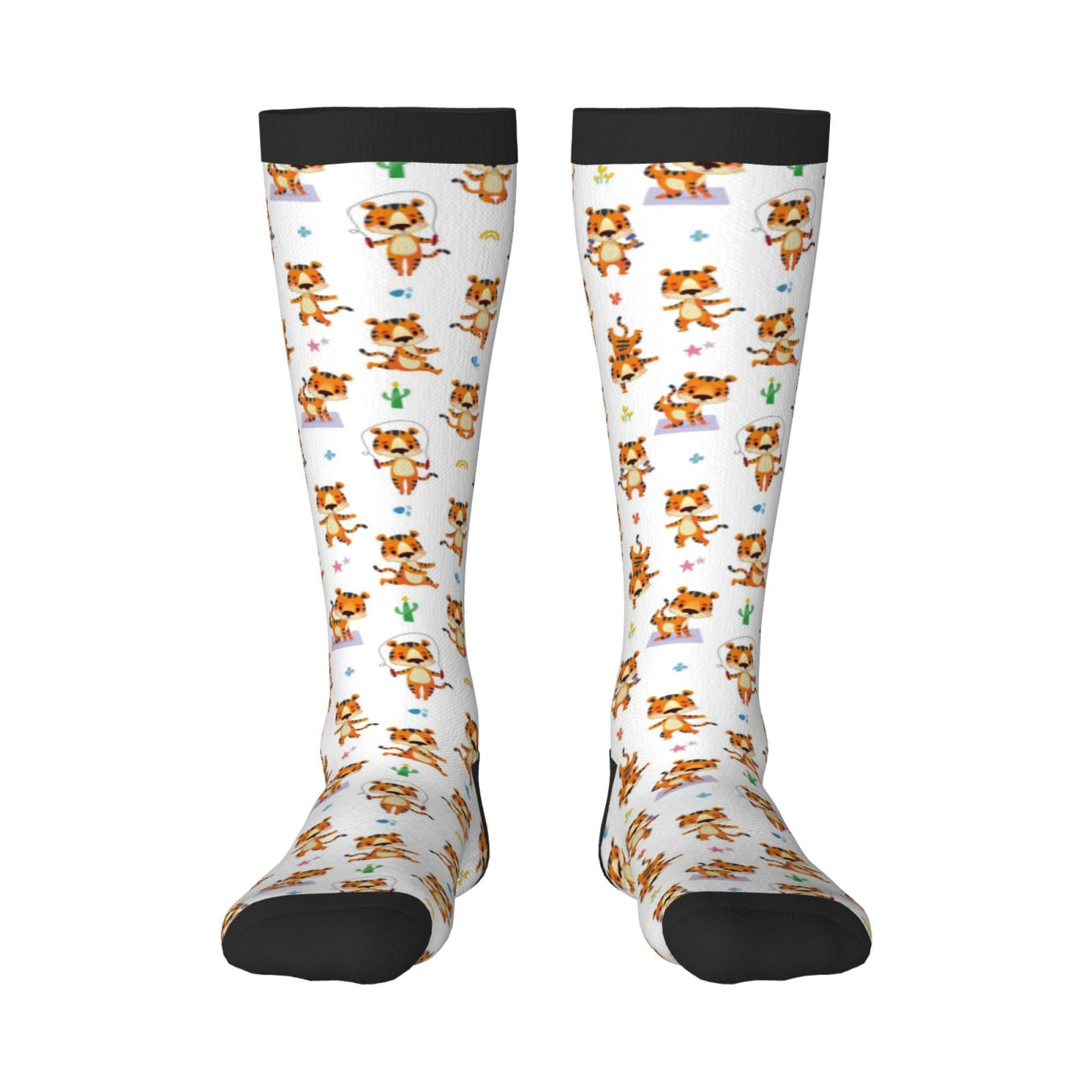 JUNZAN Fun Novelty Knee Warmer High Socks-Tigers Go In For Sports ...