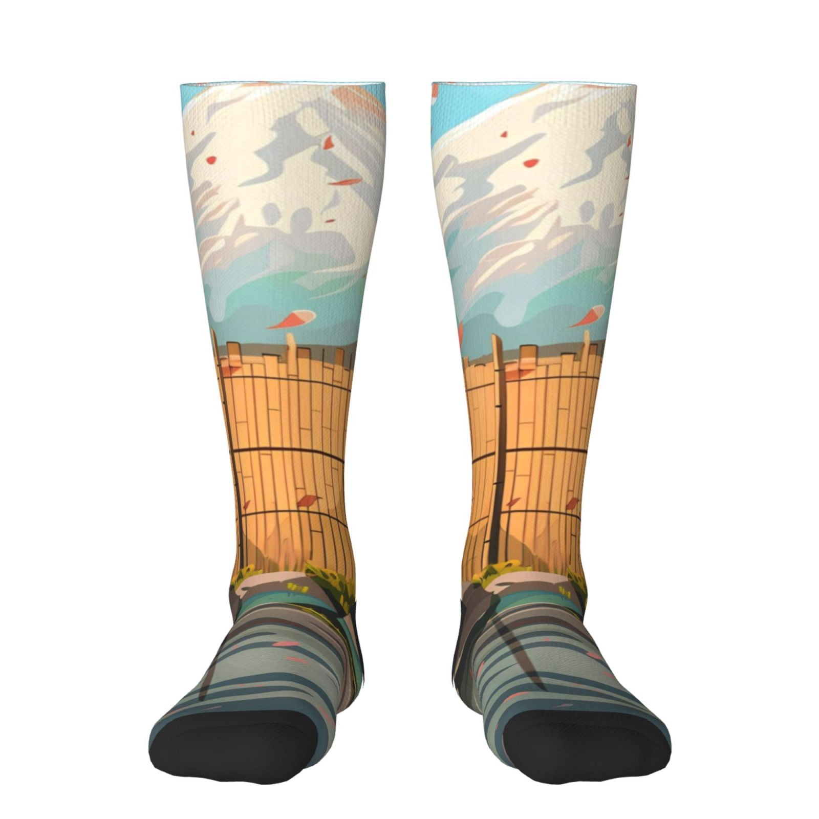 JUNZAN Fun Novelty Knee Warmer High Socks-Tranquil Garden Landscape ...