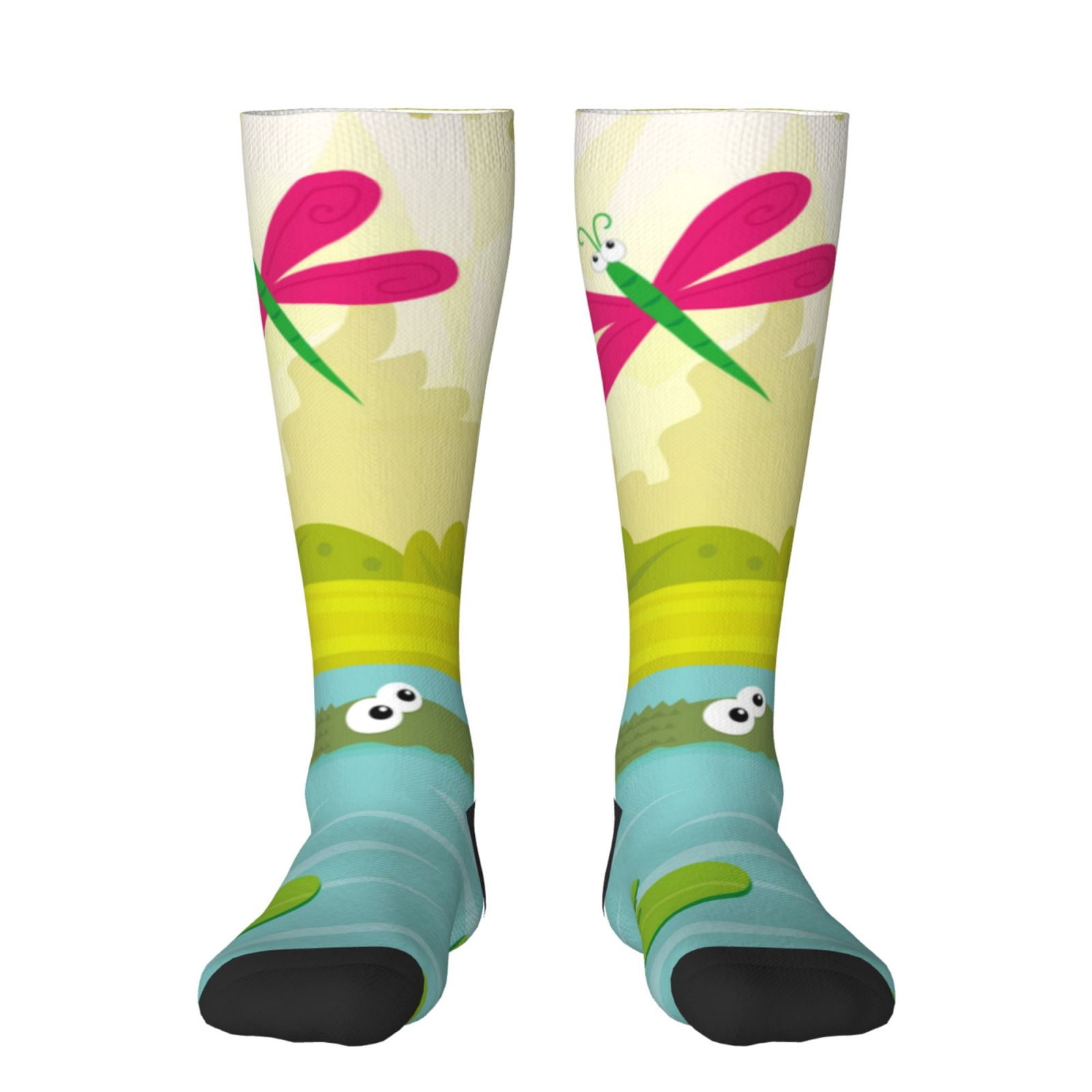 JUNZAN Fun Novelty Knee Warmer High Socks-Two Frogs Are Sitting On ...